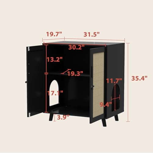 Large Cat Litter Box Enclosure, 2 in 1 Hidden Cat Washroom Furniture ...
