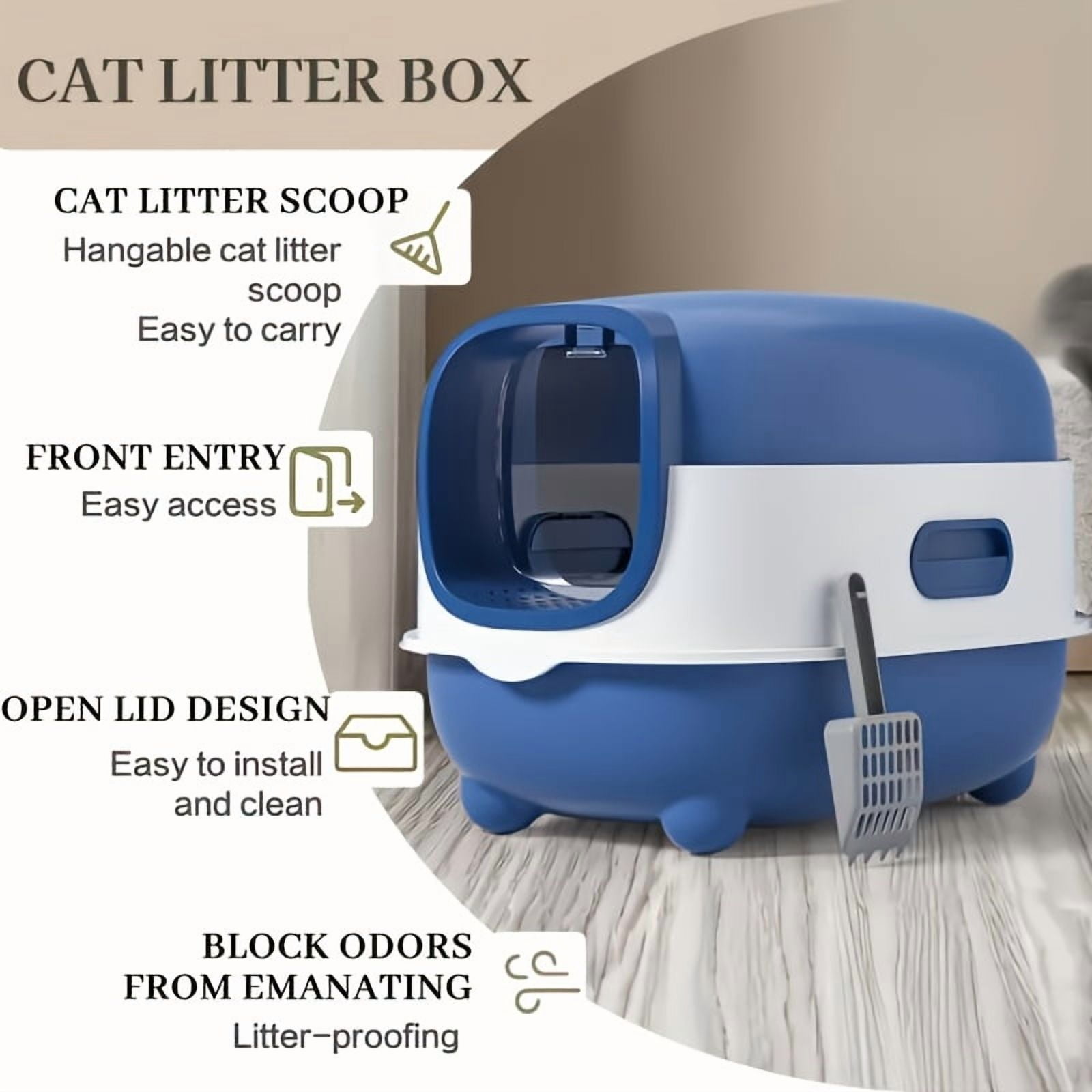 Large Cat Litter Box, Fully Enclosed, Proof, Easy to Store, Easy to ...