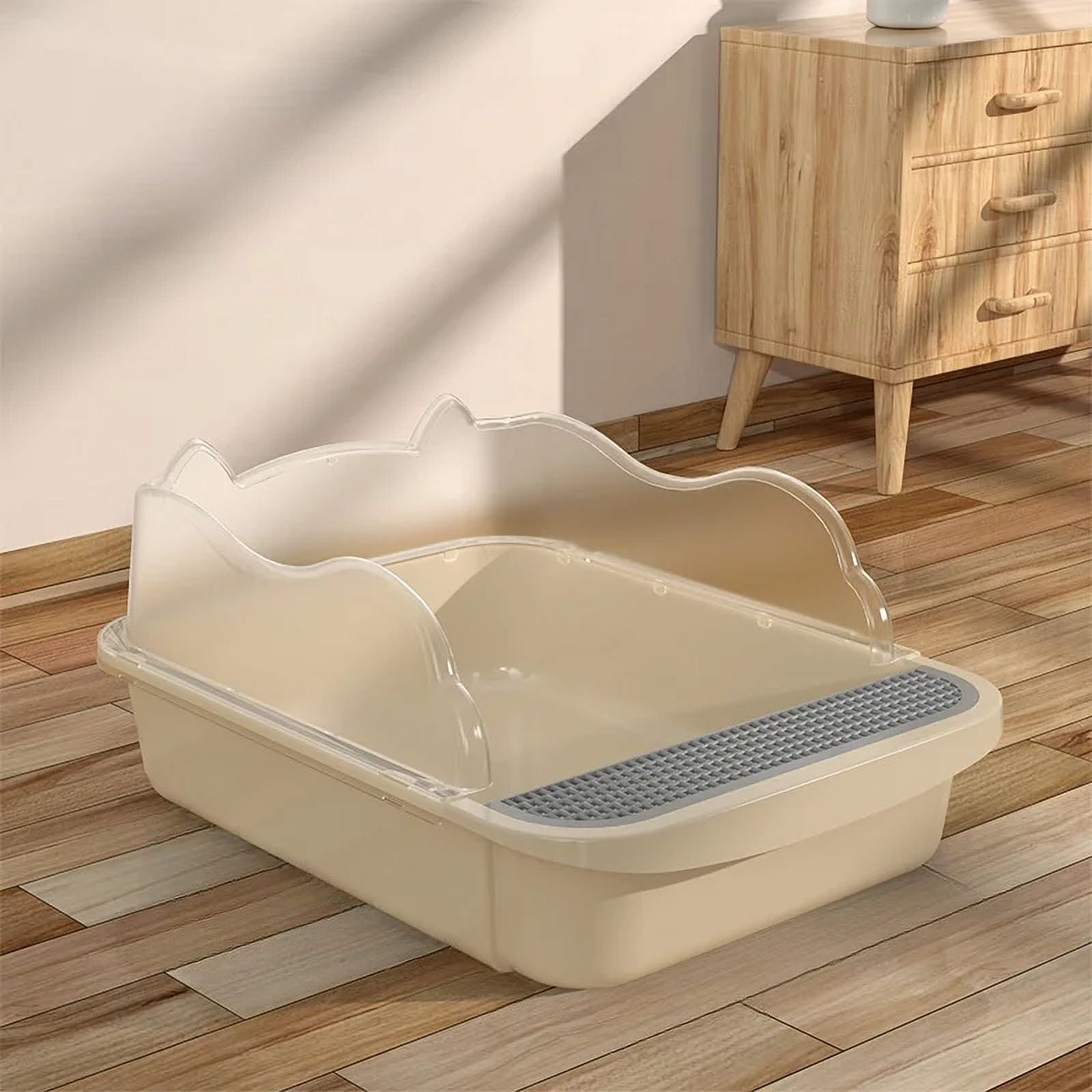 Large Cat Litter Box Semi-Enclosed Cat Sandbox with High Sides ...
