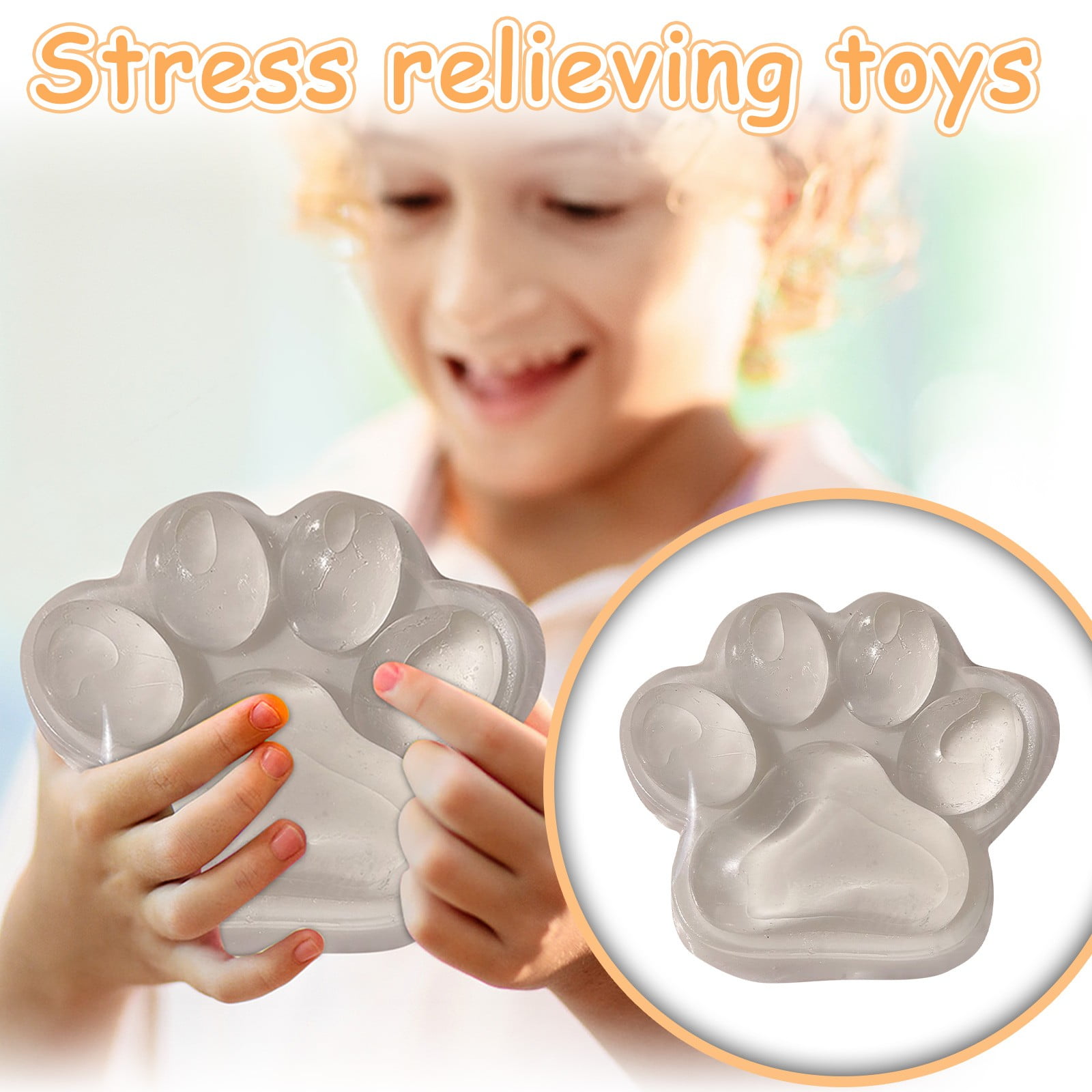 Large Cat Paw Squishable Toy - Transparent Gigantic Cat Paw Stress Relief Squeeze Toy - Extra ...