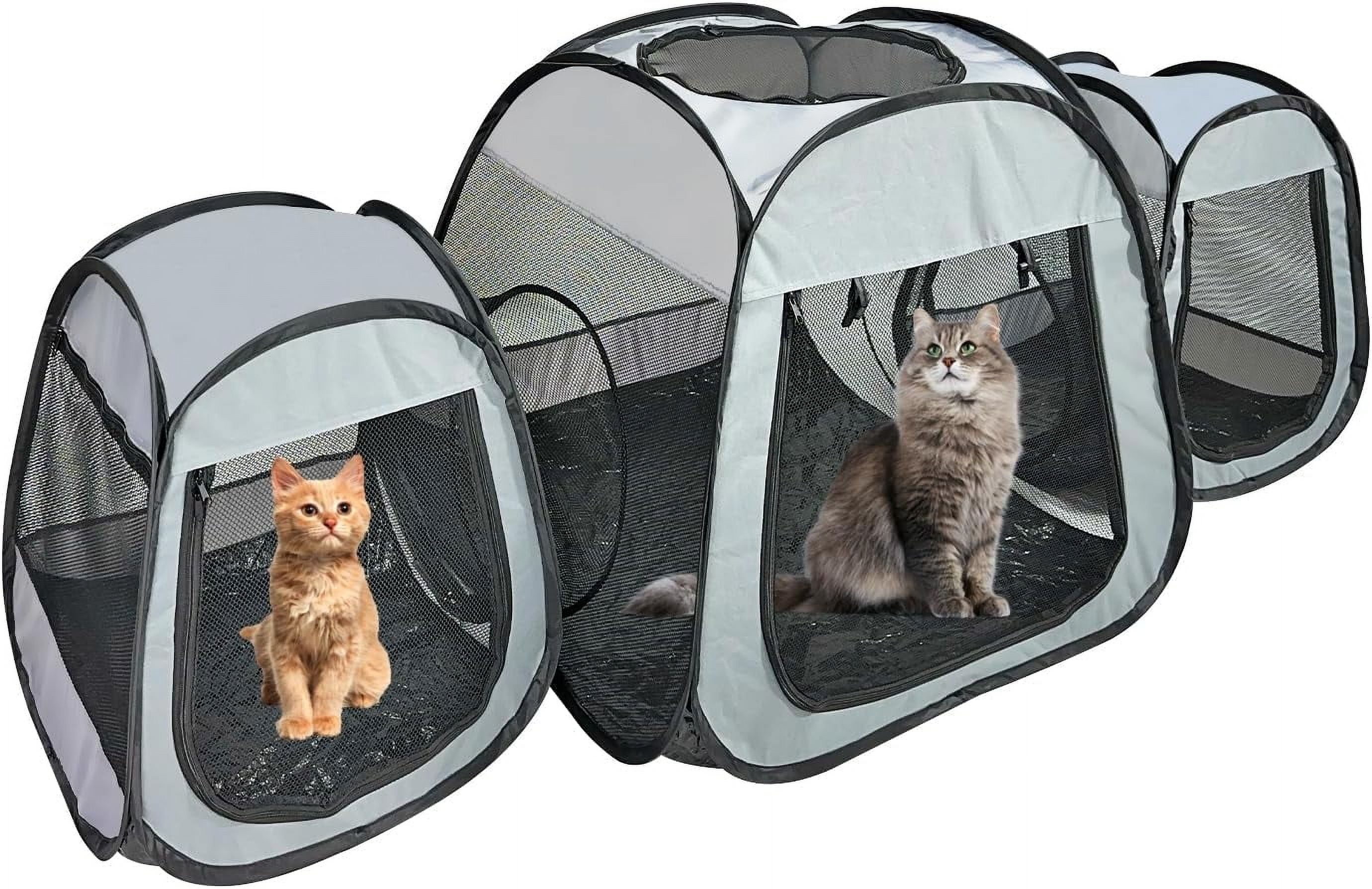 Large Cat Playpen for Indoor Outdoor Cats Enclosed, Foldable Three ...