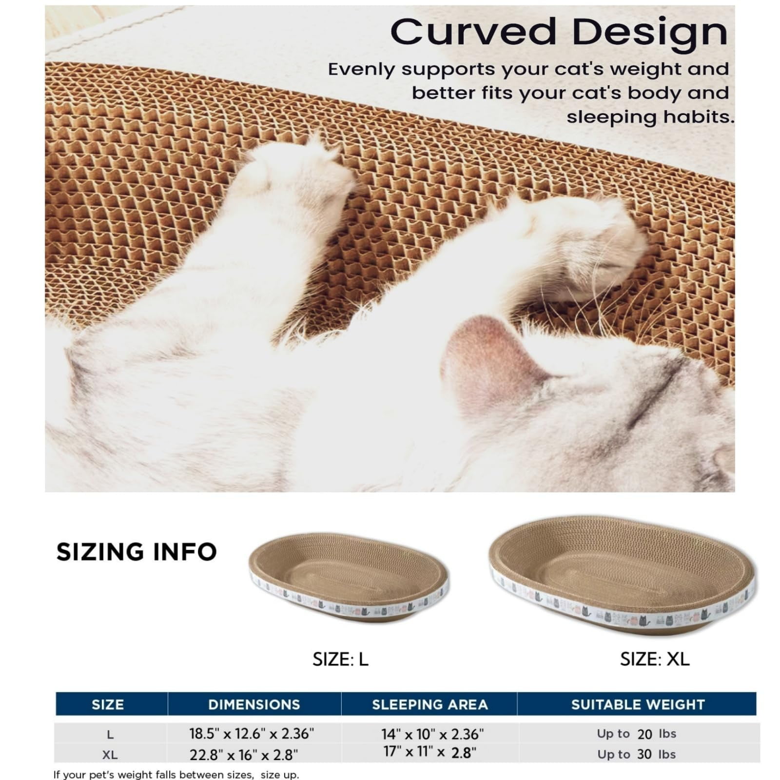 Large Cat Scratcher Cardboard, Oval Cat Scratcher Bed Cat Scratch Pad ...