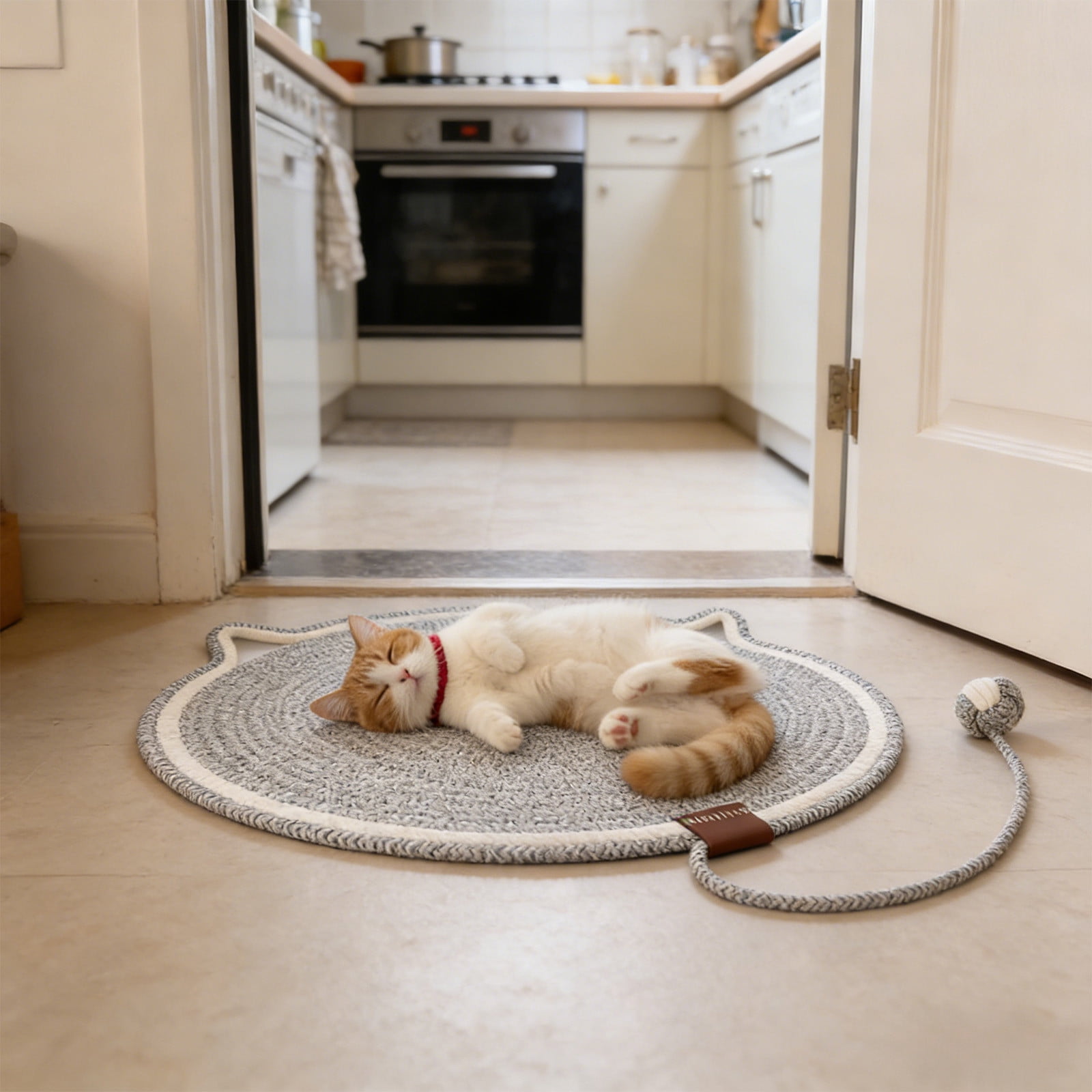 Large Cat Scratcher Mat & Bed 2-in-1, Extra Thick Woven Rope Pad with ...