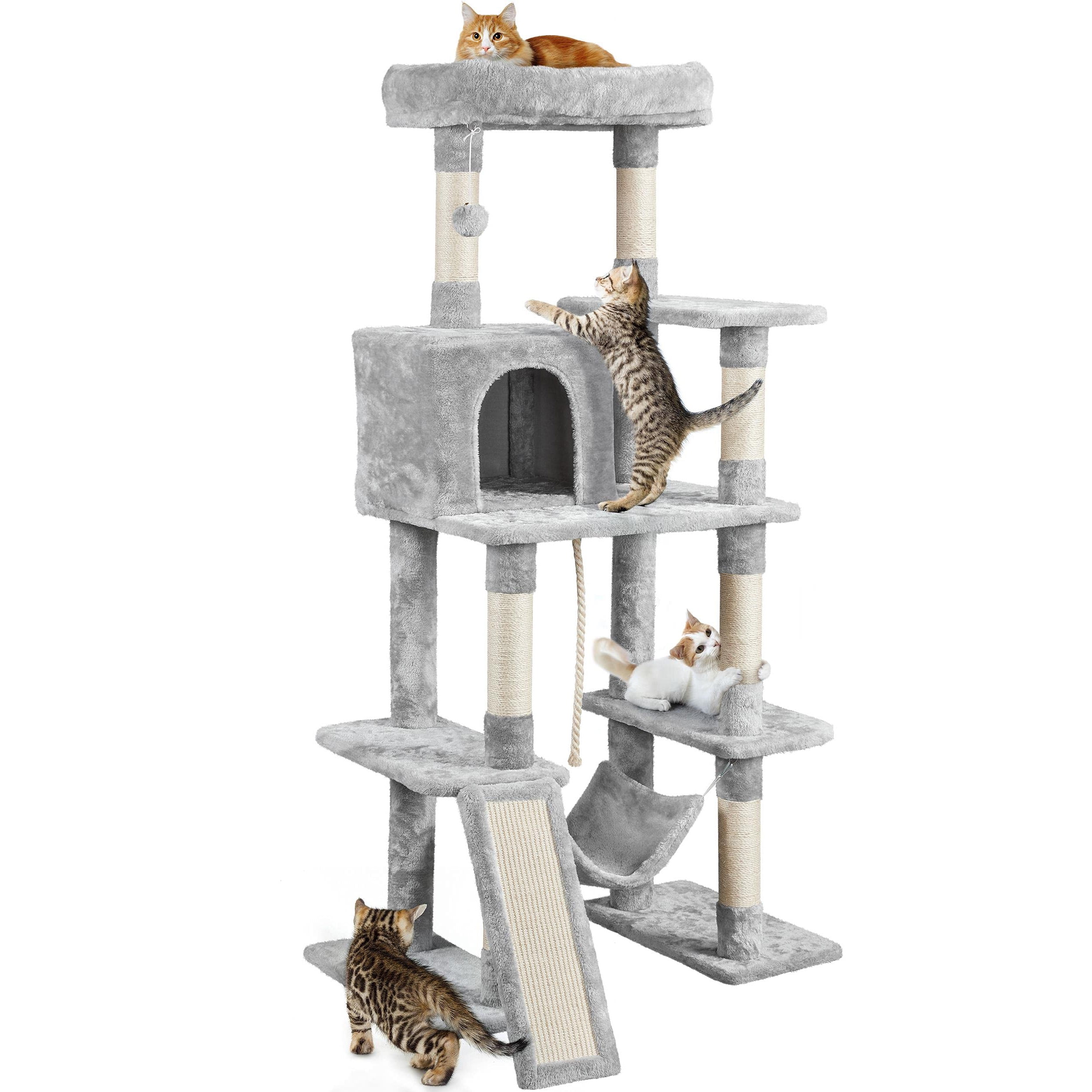 Large Cat Tree 63 Inches Tall with Sisal Scratching Posts, Cozy Condo ...