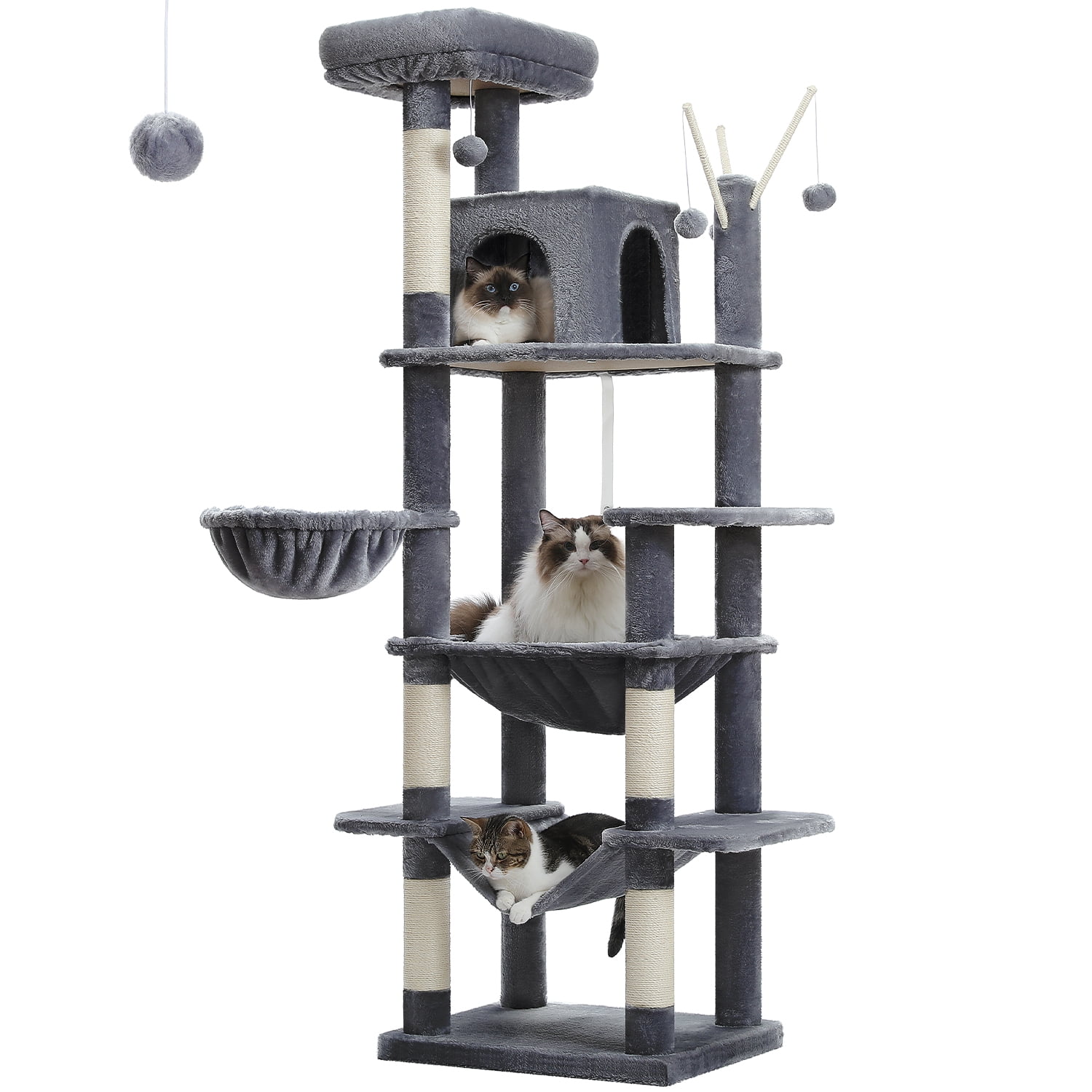 Large Cat Tree Tall Cat Tower for Indoor Cats Multi-Level Plush Cat ...