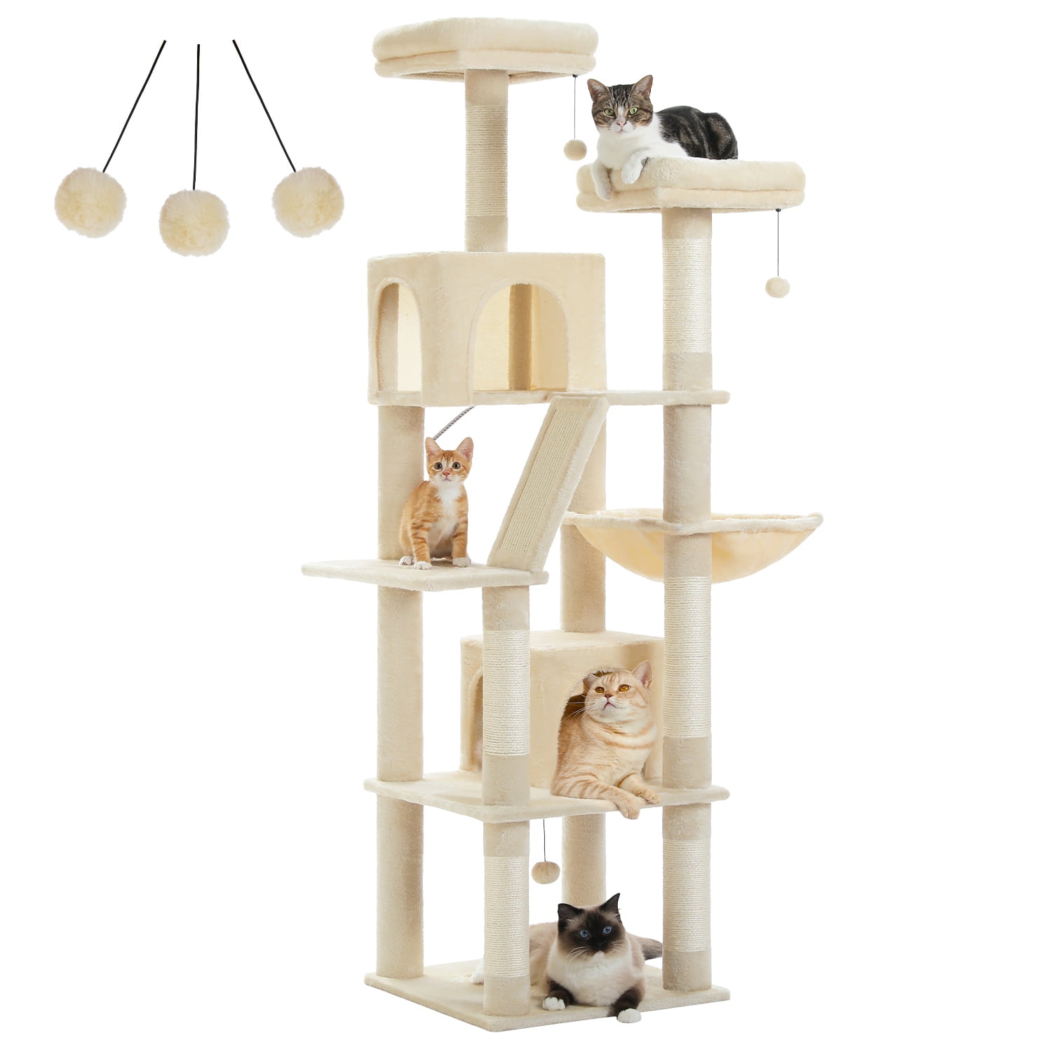 Large Cat Tree Tall Cat Tower for Indoor Cats Multi-Level Plush Cat ...
