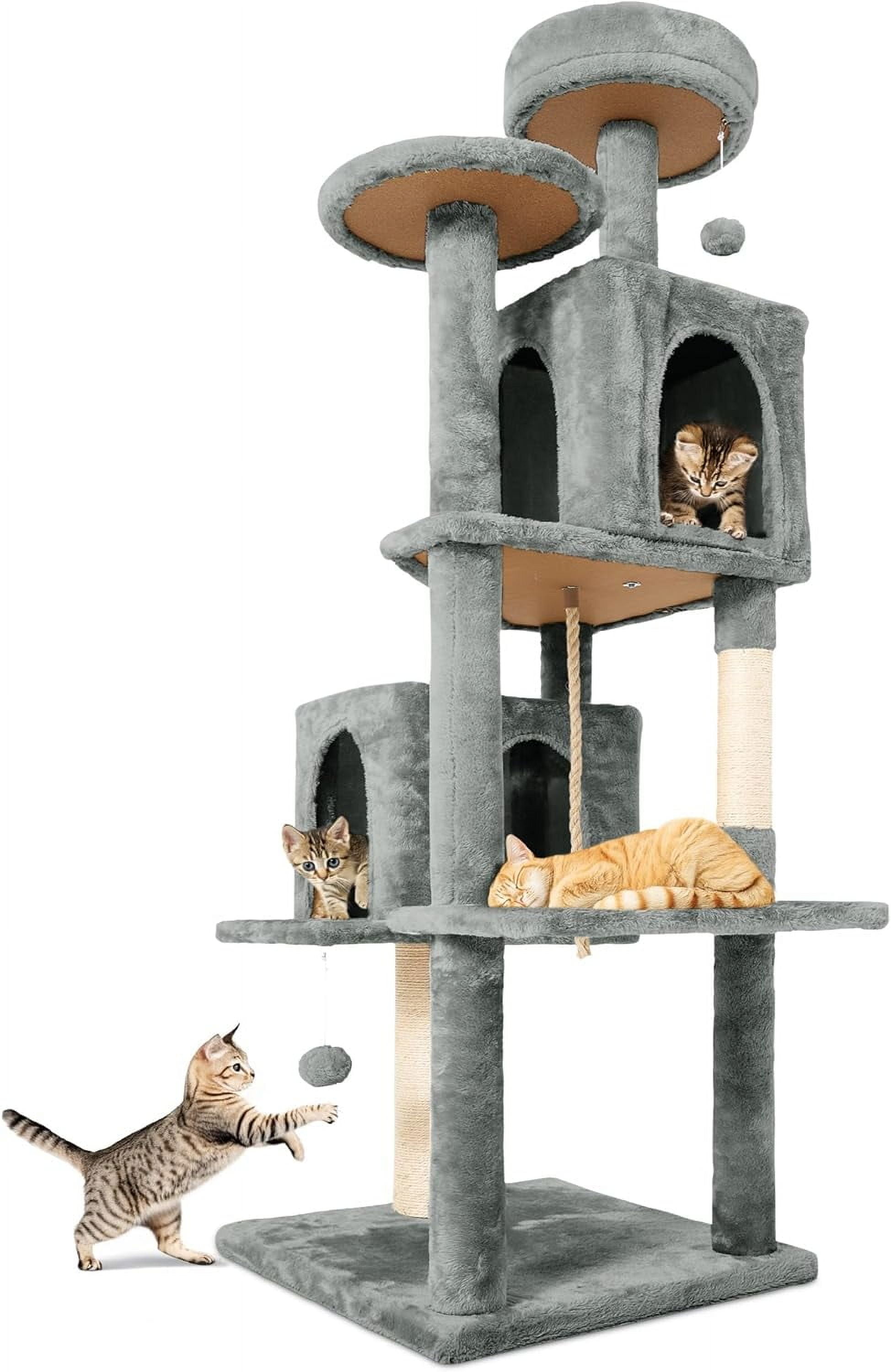 Large Cat Tree Tower Condo for Indoor Cats, Soft Plush Multi-Level ...