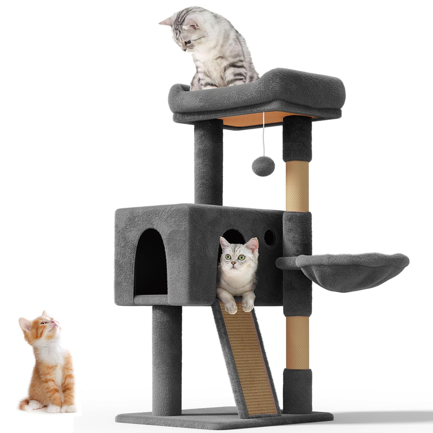 Large Cat Tree Tower for Indoor Cats, Modern Multi-Level Cat Condo with ...