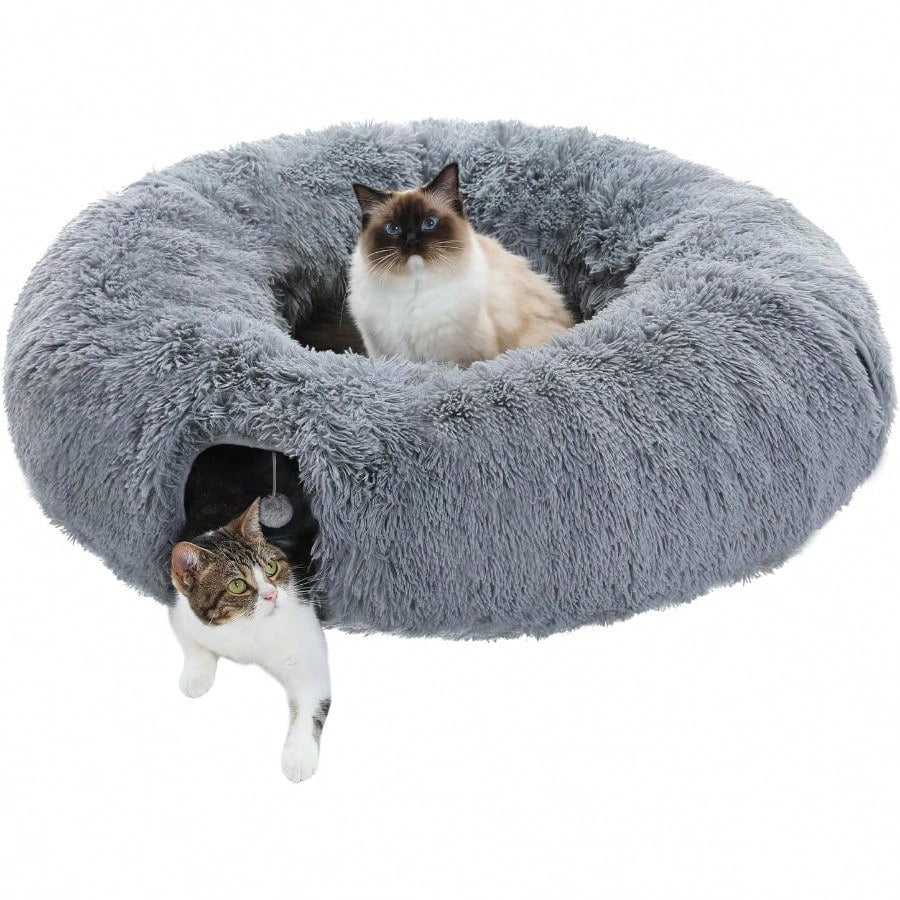 Large Cat Tunnel Cat Tunnel Bed with Central Soft Mat and Dangling ...