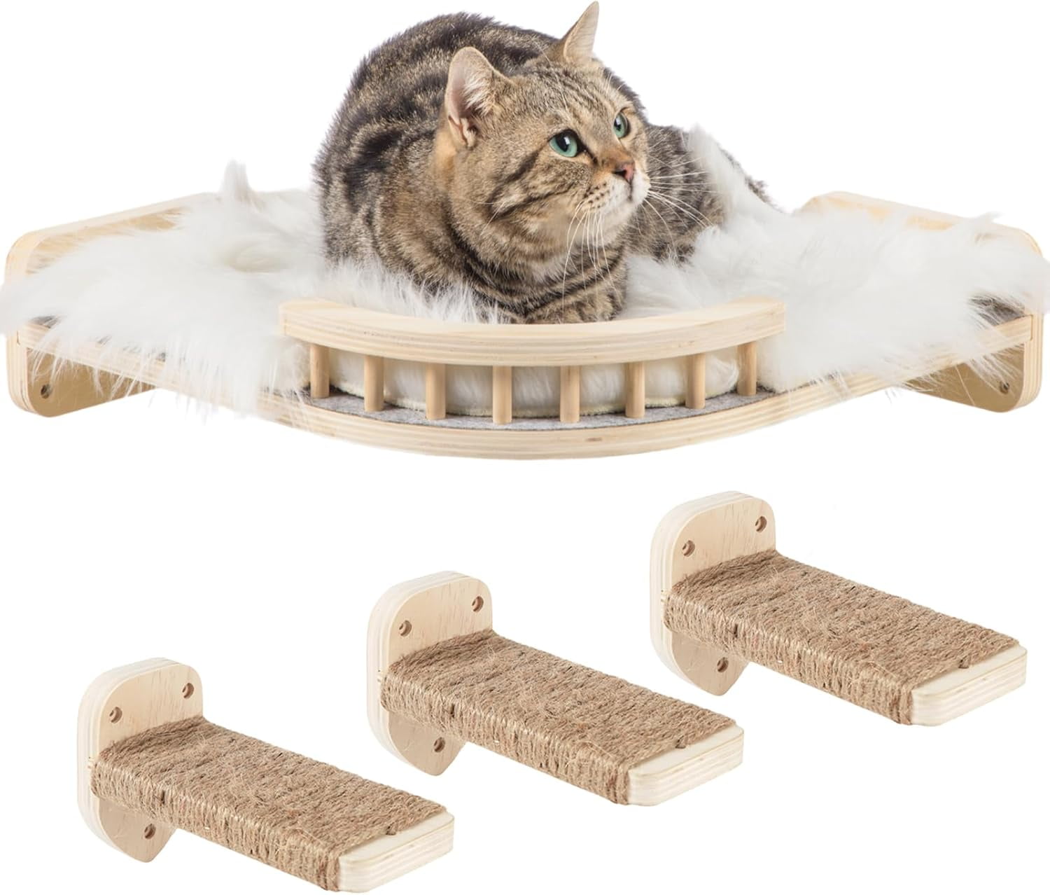 Large Cat Wall Shelves, Corner Cat Shelf with 3 Cat Wall Steps, Cat ...