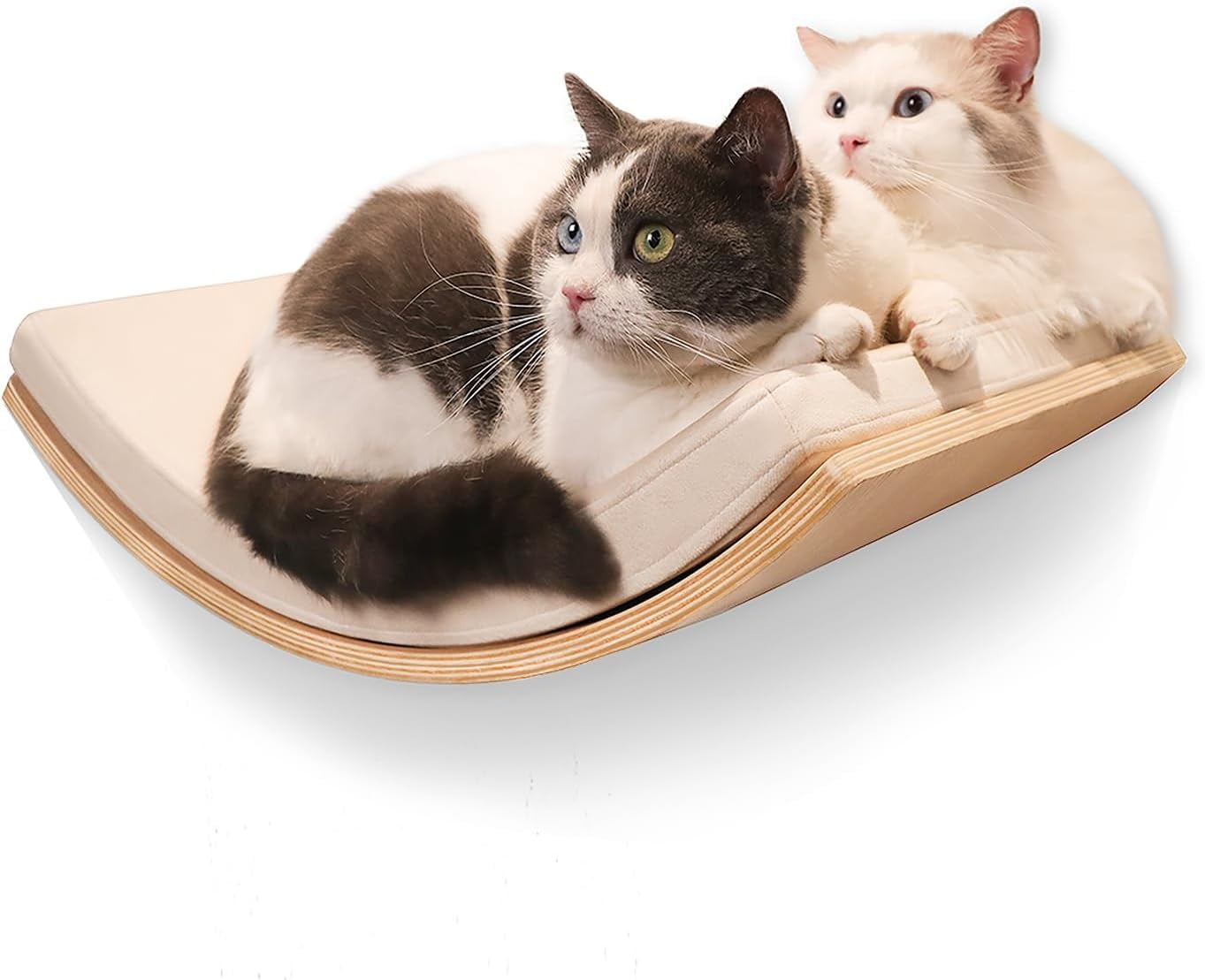 Large Cat Wall Shelves Curved Floating Cat Shelf Perch Bed with Cushion ...