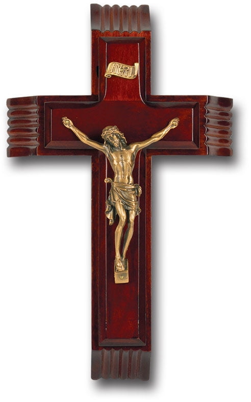 Large Catholic Dark Cherry Wood Sick Call Crucifix, 10" - Walmart.com