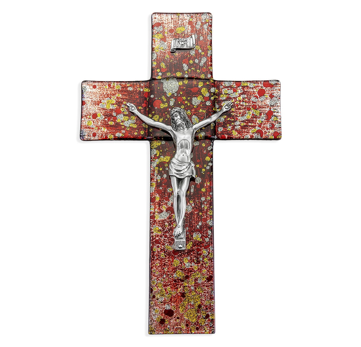 Large Catholic Deep Red Glass Crucifix, 10", for Home, Office, Over ...