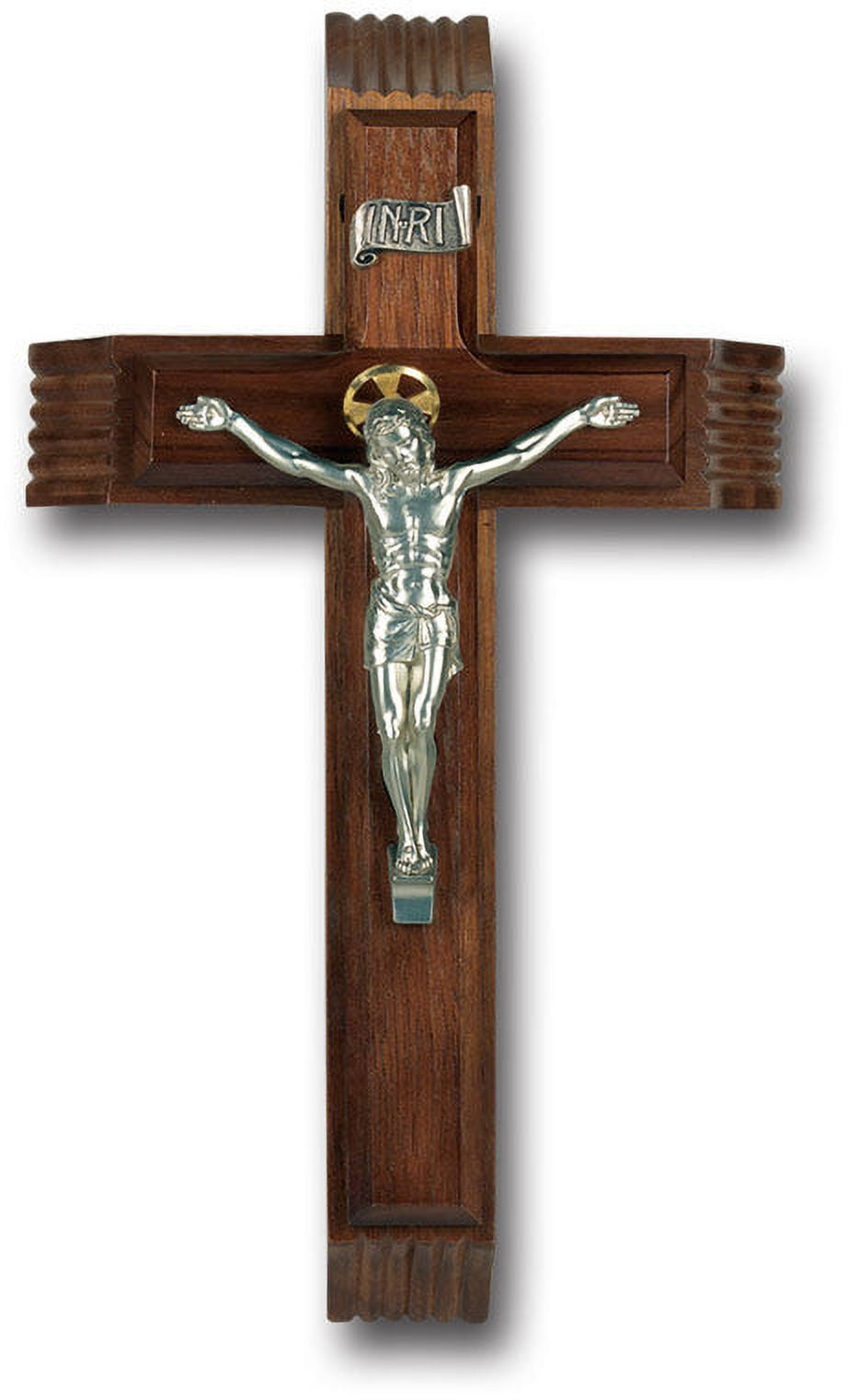 Large Catholic Walnut Wood Sick Call Crucifix, 12" - Walmart.com