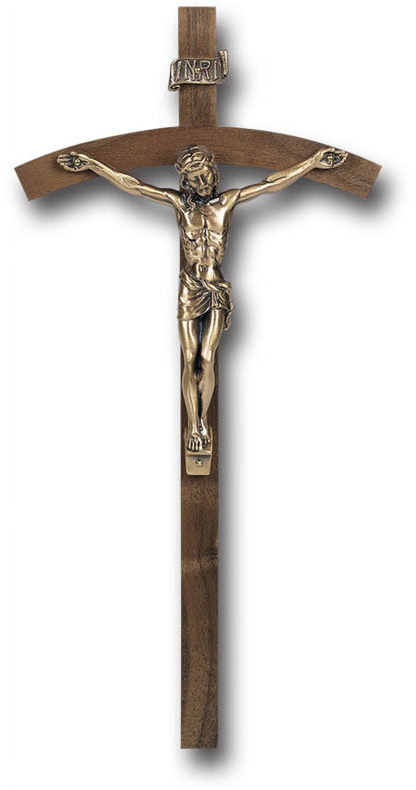 Large Catholic Walnut Wood Wall Crucifix, 10" , for Home, Office, Over ...