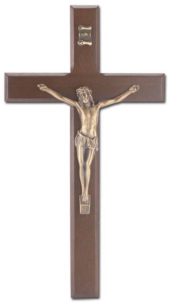 Large Catholic Walnut Wood Wall Crucifix, 10" , for Home, Office, Over ...