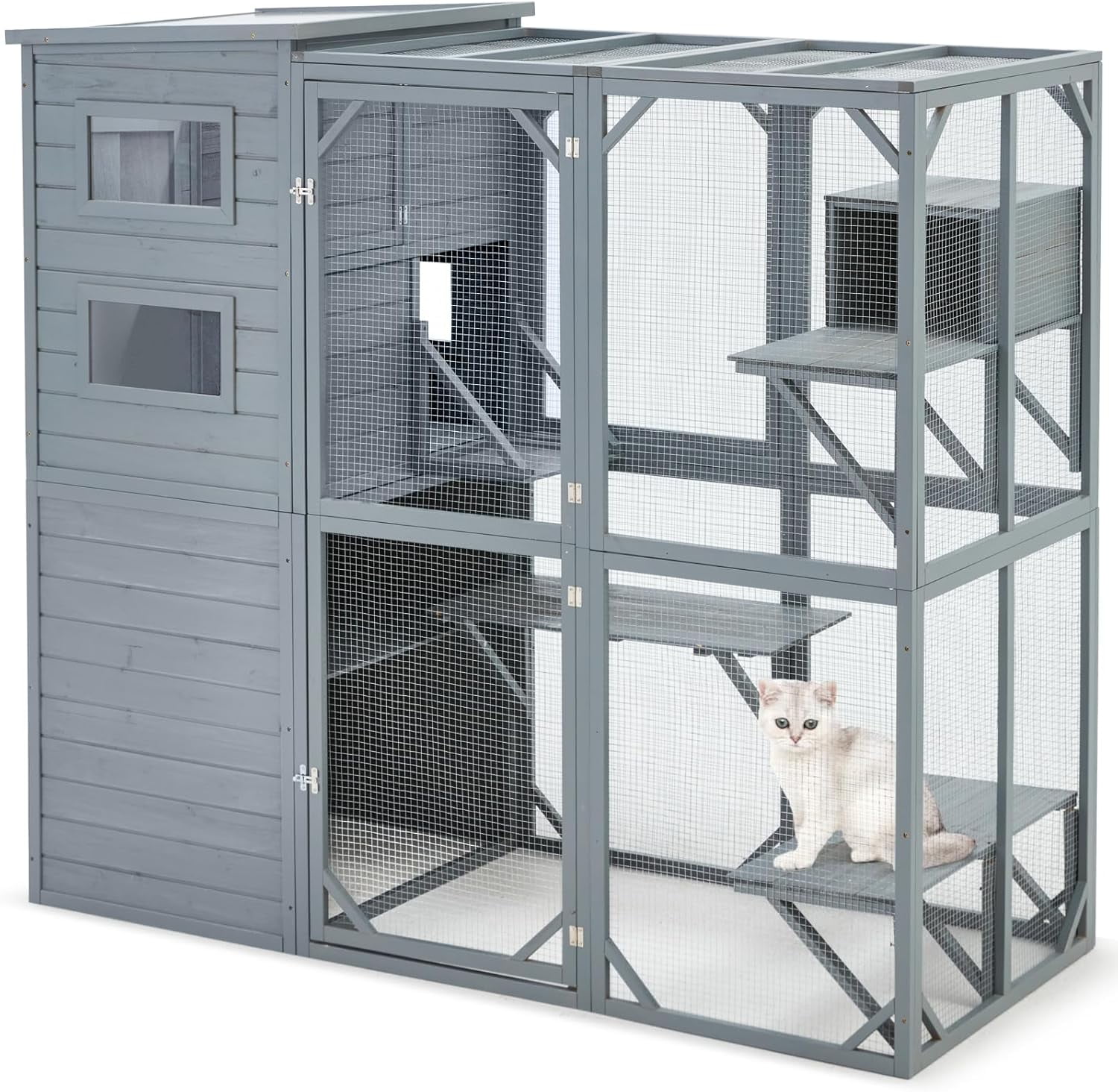 Large Catio 4 Tiers Cat Enclosure House for Multiple Indoor Outdoor ...