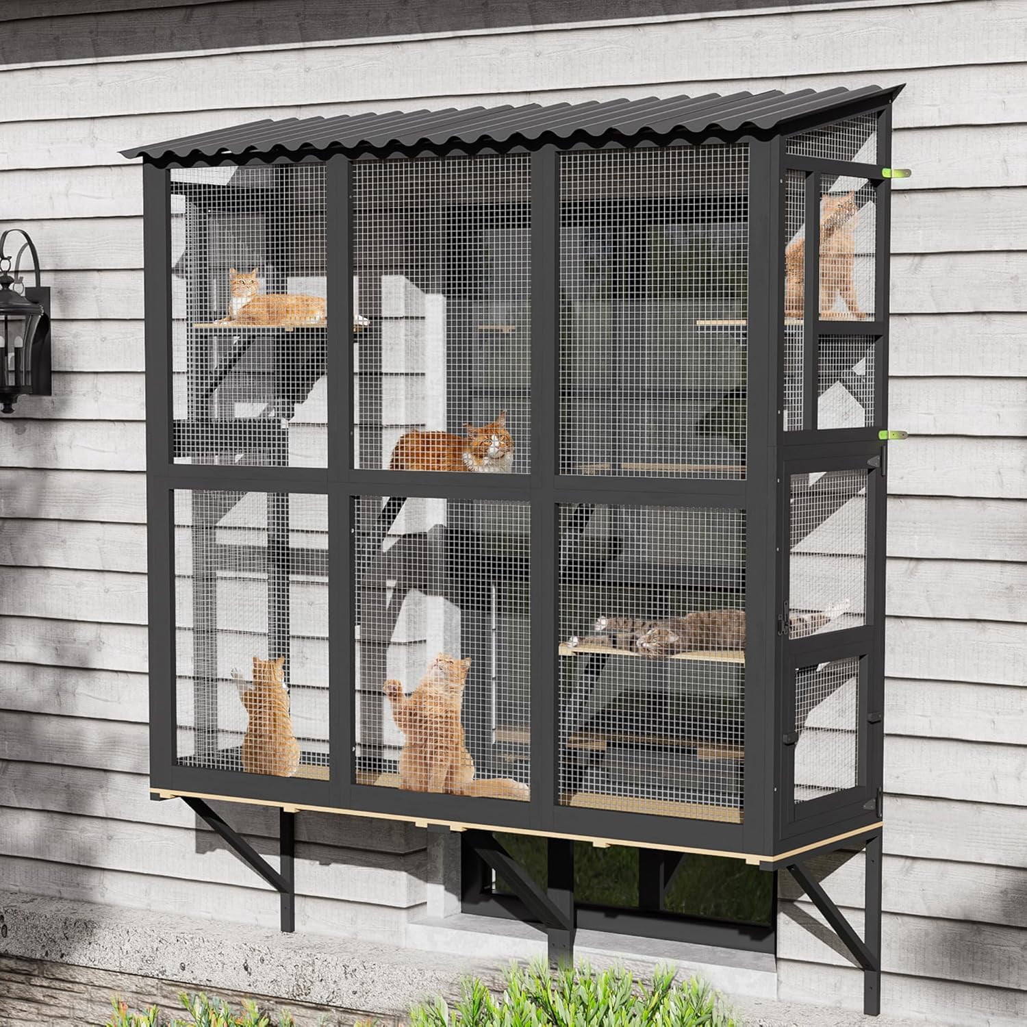 Large Catio Cat Window Box, Outdoor Cats Window Perch Enclosure for ...
