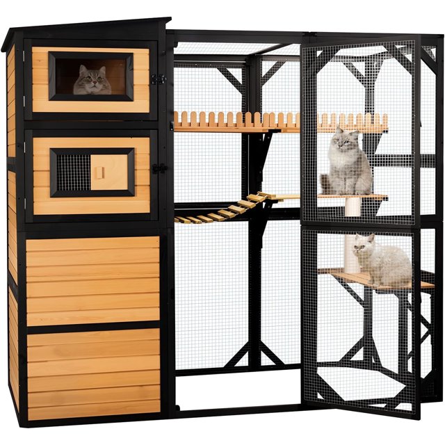 Large Catio Outdoor Cat Enclosure Window Acess Walk-in Cat Cage Cat ...