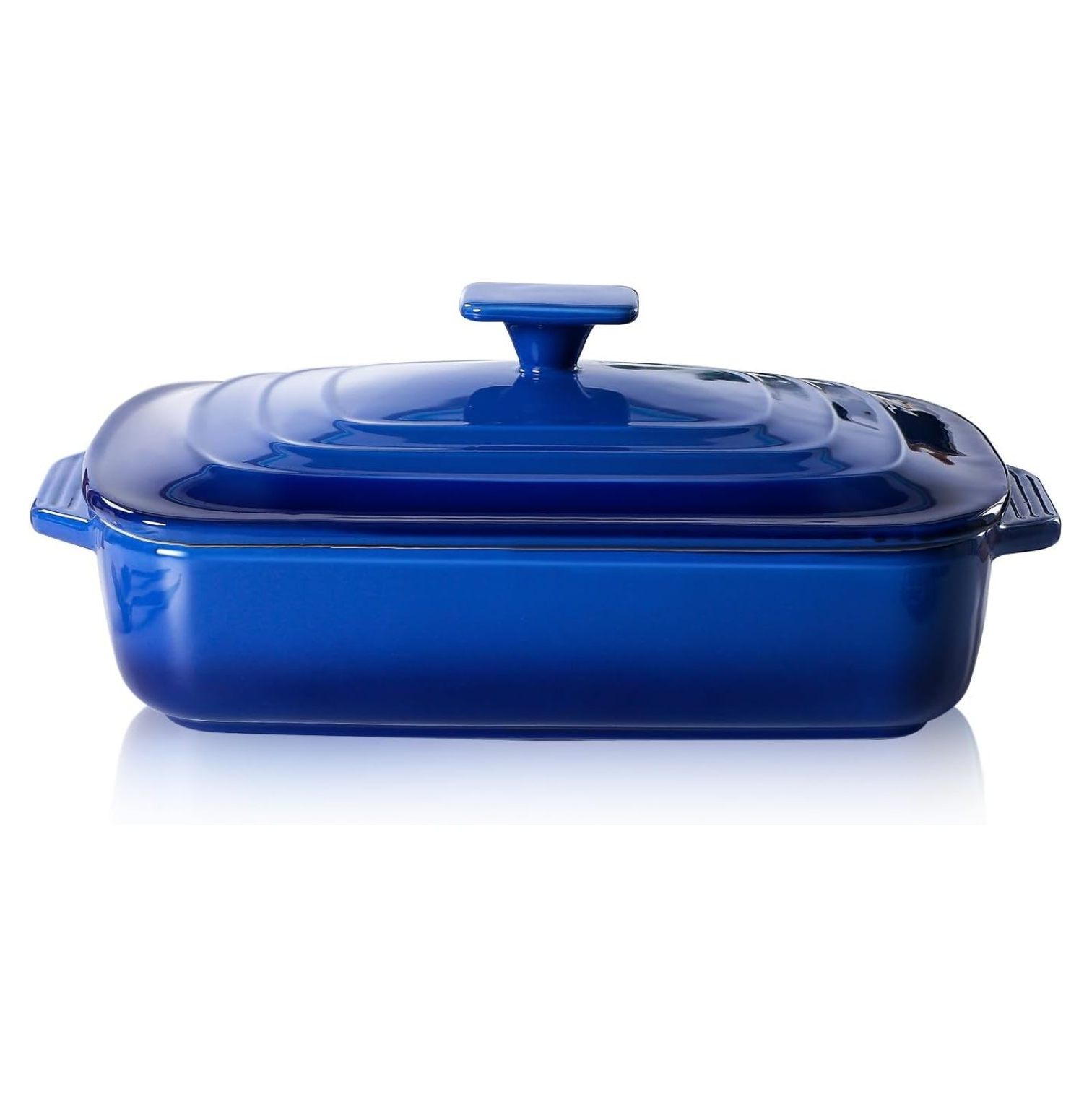 Large Ceramic Casserole Dish with Lid, 4.0 Quart Covered Rectangular ...