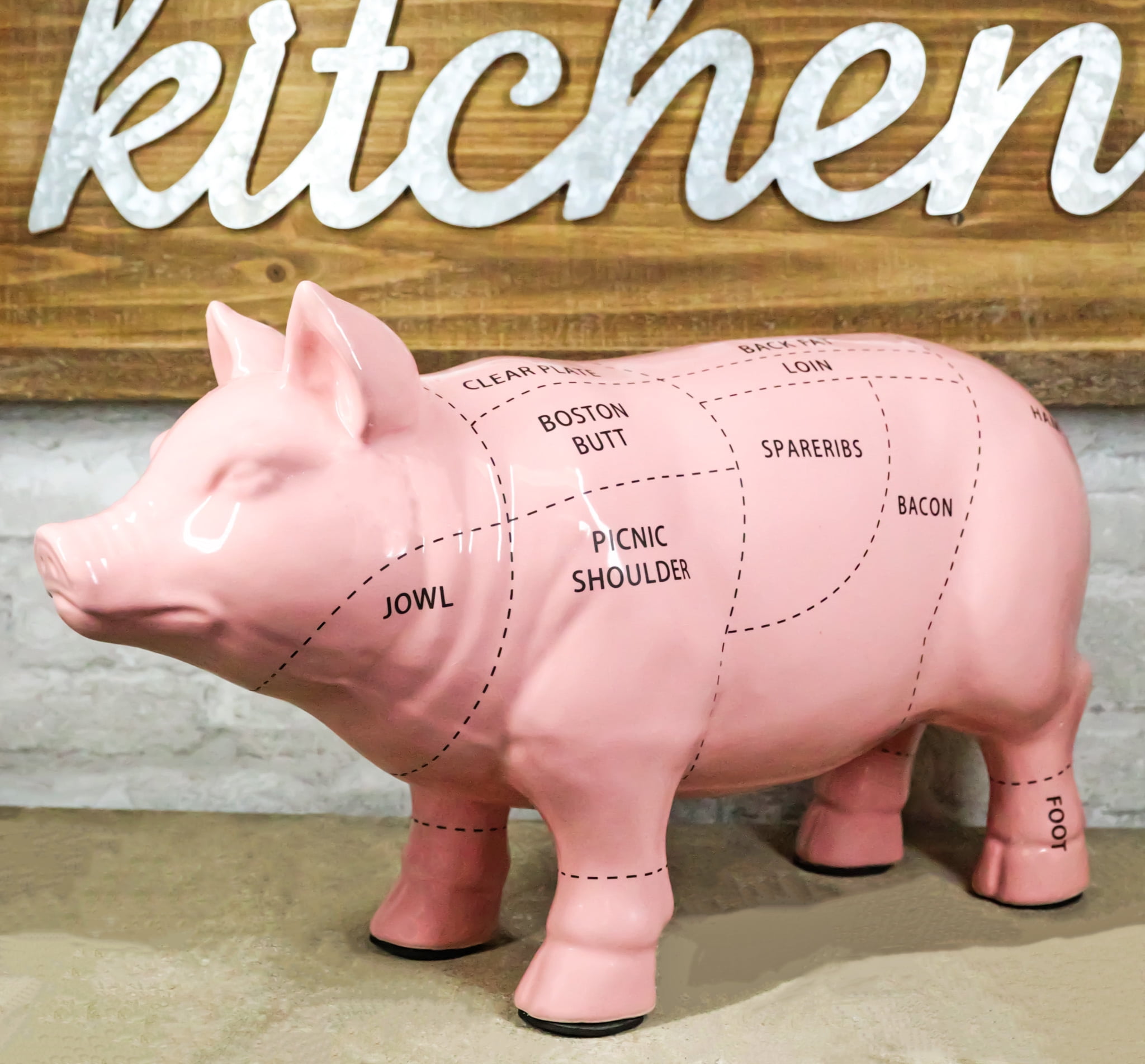 Large Ceramic Rustic Country Farmhouse Pink Pig Pork Butcher Chart ...