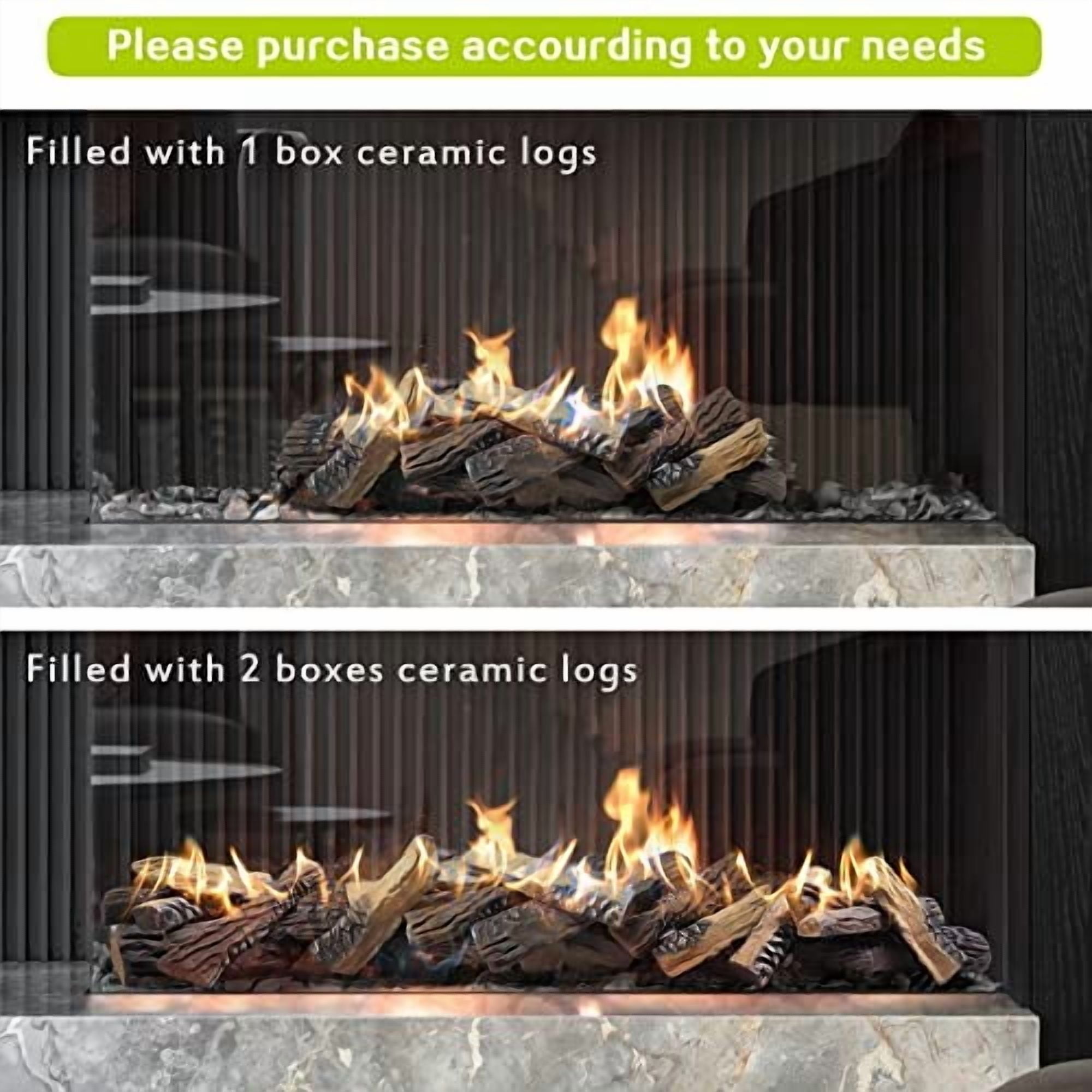 Large Ceramic Gas Fireplace Logs - Set of 10 Artificial Realistic ...