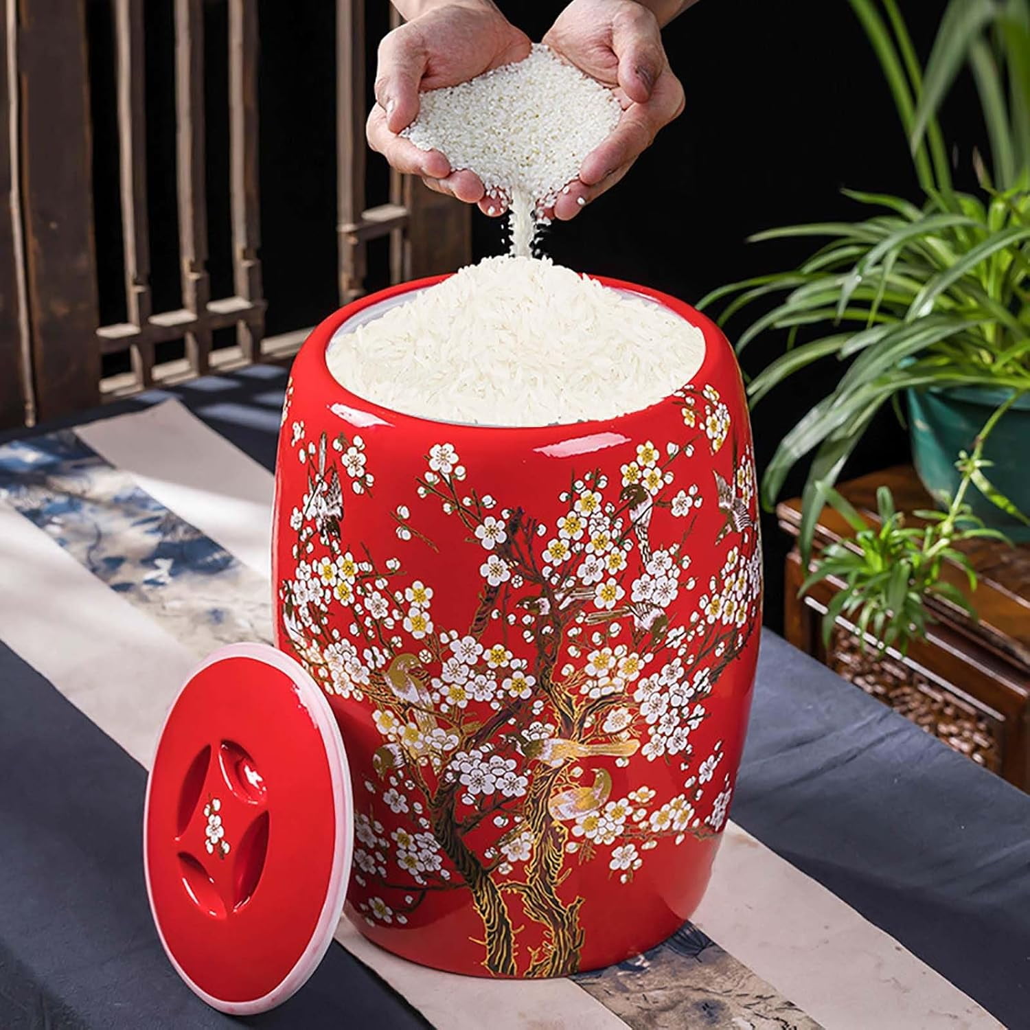 Large Ceramic Jar For Rice Ceramic Rice Bucket Ceramic Rice And Grain ...