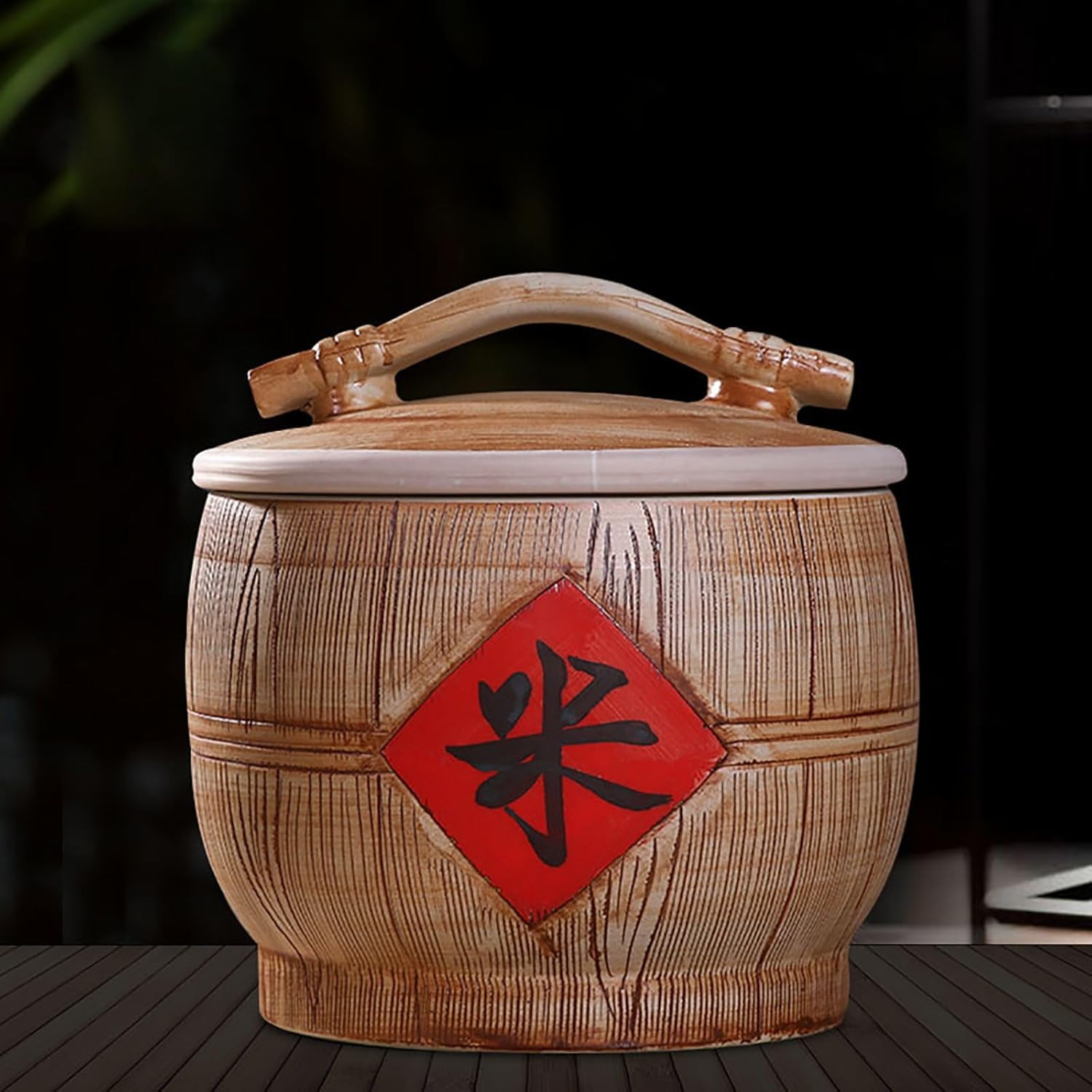 Large Ceramic Jar For Rice, Ceramic Rice Bucket With Lid, Food ...