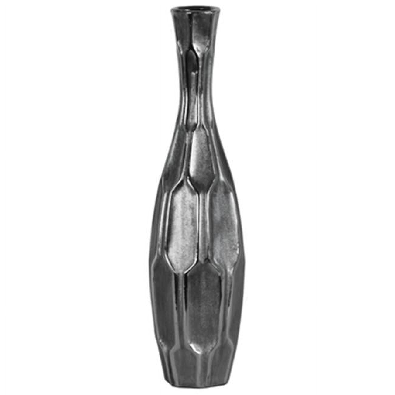 Large Ceramic Round Bellied Vase with Long Neck, Silver - Walmart.com