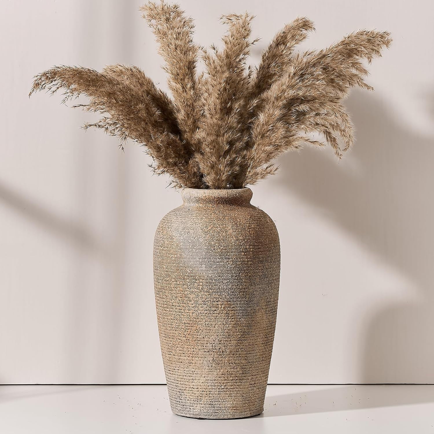 Large Ceramic Rustic Vase, 11 inch Minimalist Decorative Farmhouse Tall ...