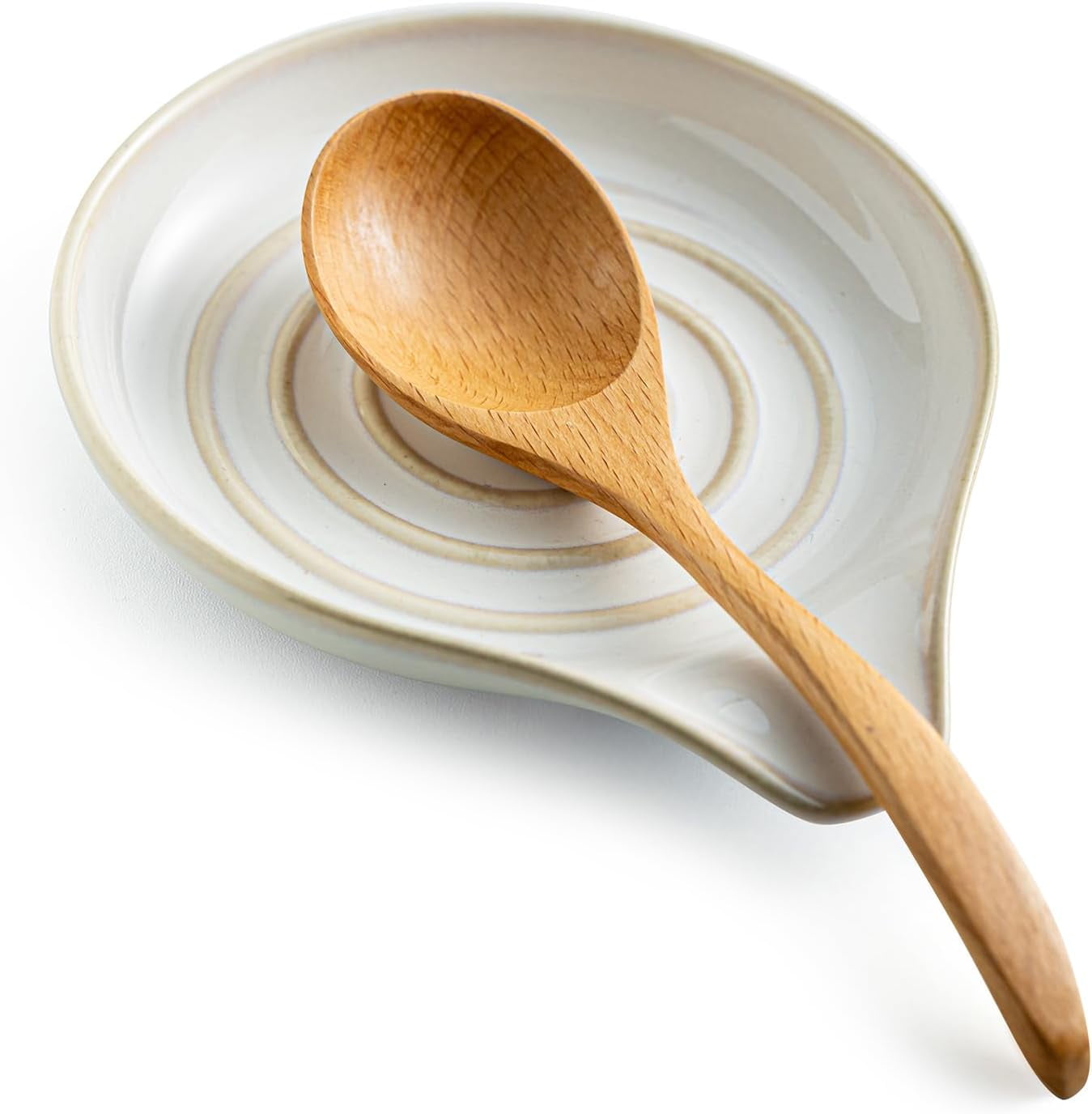 Large Ceramic Spatula Holder for Stove Top, Counter Spoon Rest, Cream ...