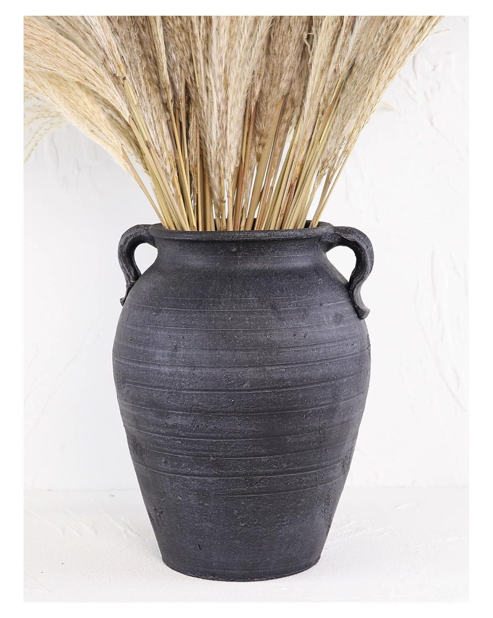 Large Ceramic Vase for Decor with 2 Handle - 7x7x10.5 Inch Rustic ...