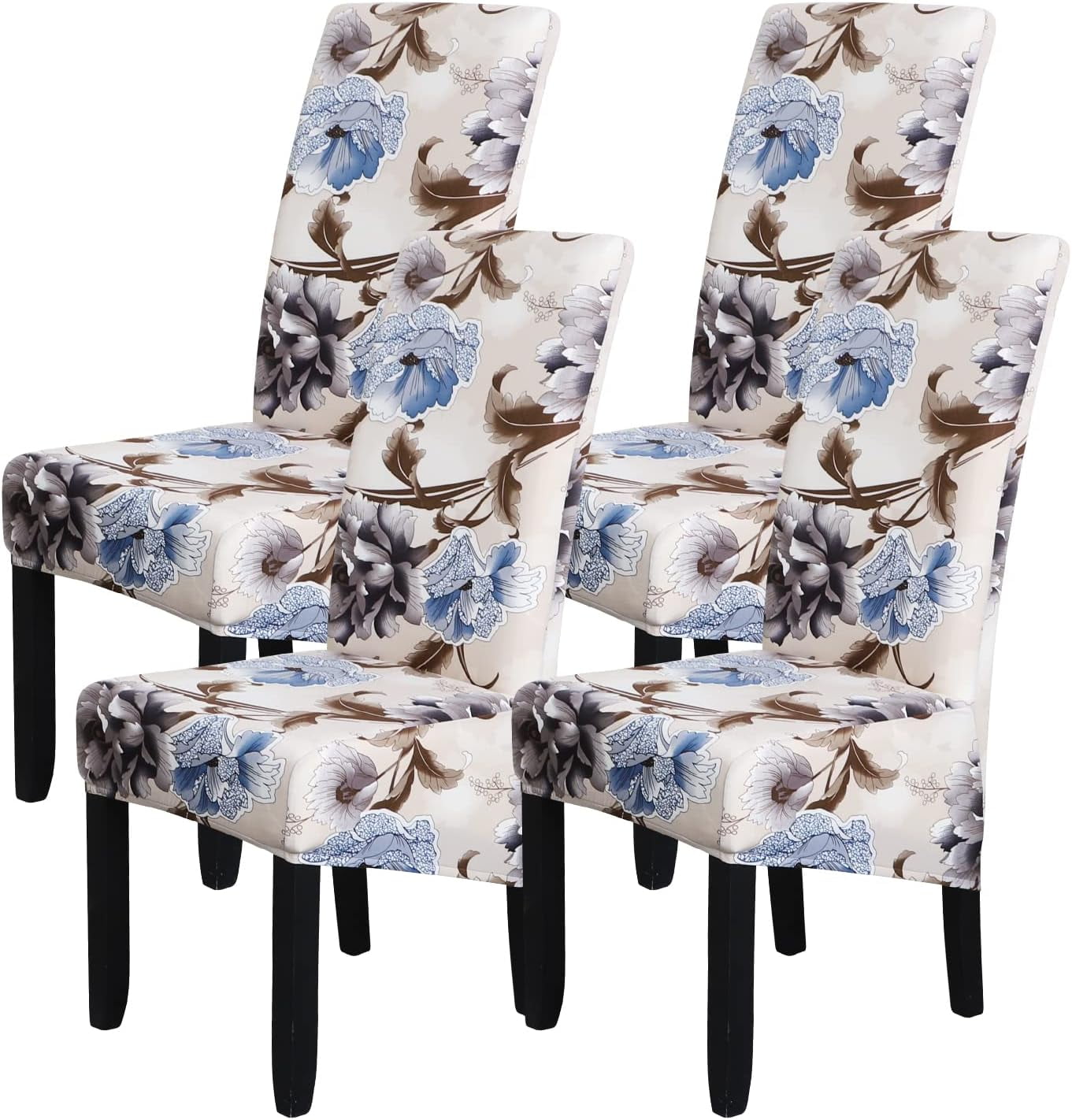 Large Chair Covers for Dining Chairs Set of 4,Blooming Flowers Stretch ...