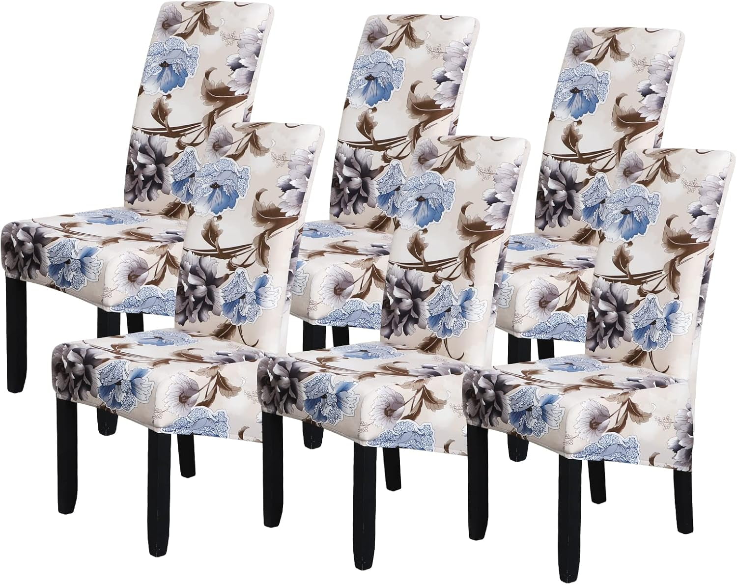 Large Chair Covers for Dining Chairs Set of 6,Blooming Flowers Stretch ...