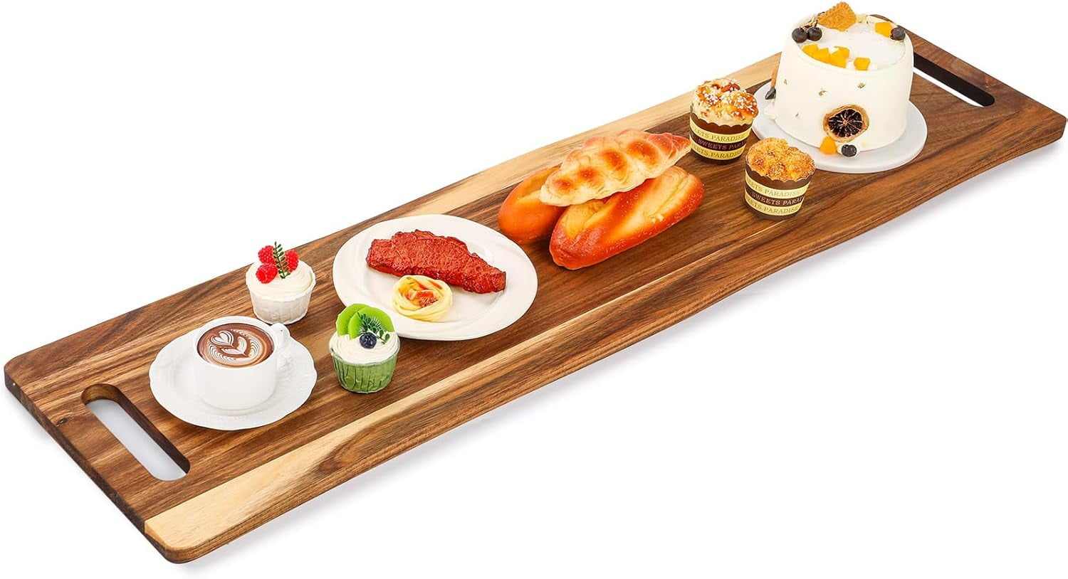 Large Charcuterie Board with Handles 48 x 12 Inch Rectangular Wood ...