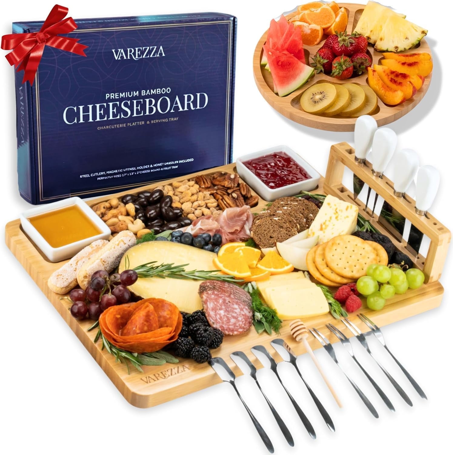 Customer reviews for Large Charcuterie Boards Gift Set: Bamboo Cheese ...