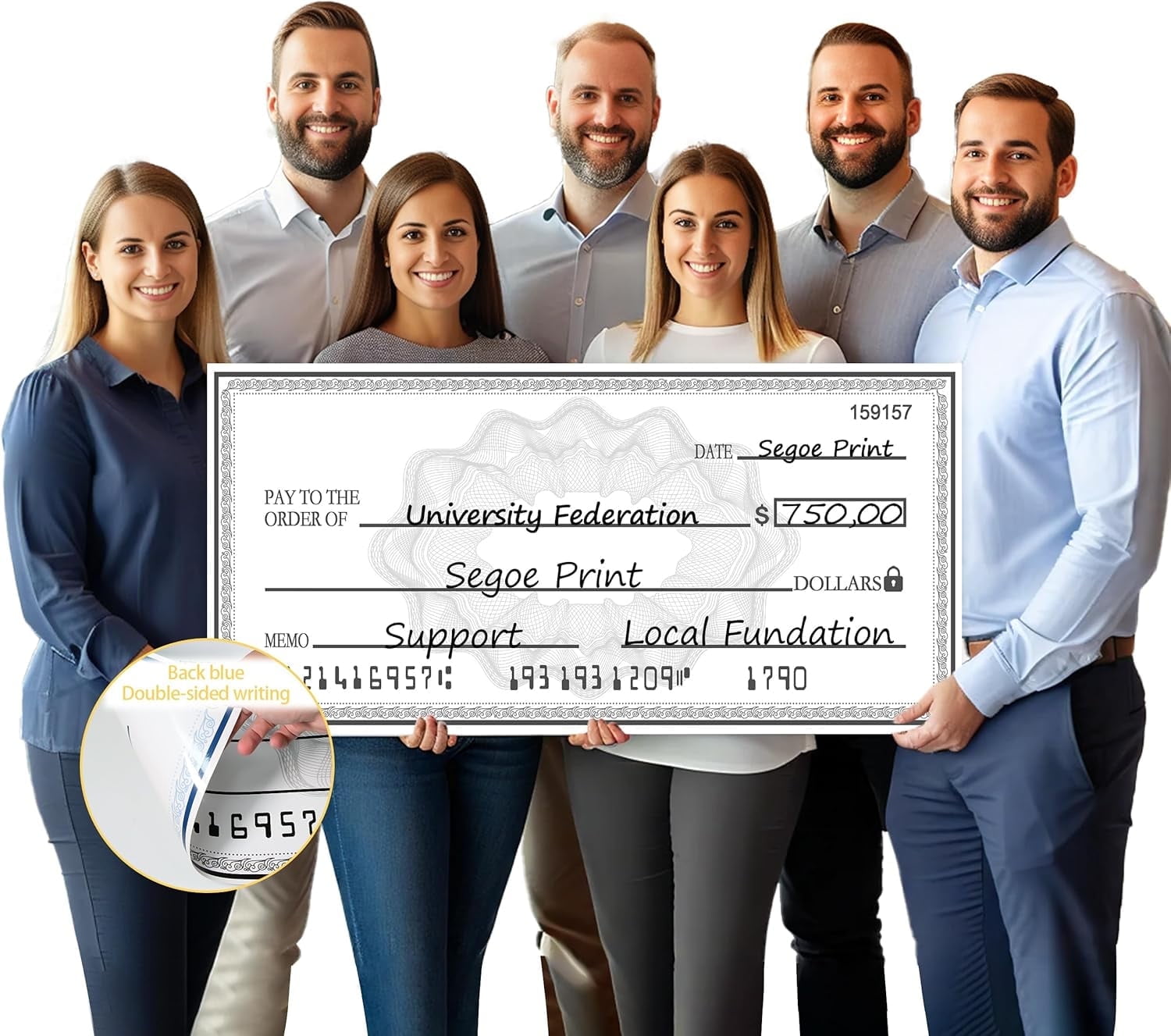 Large Check Fake Check for Presentation, 40 x 16 in Giant Blank Check ...