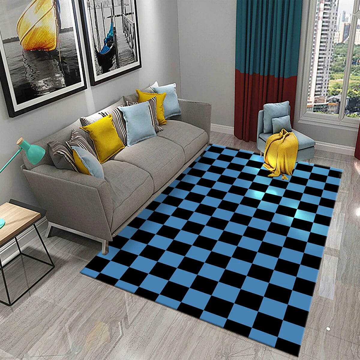 Large Checkerboard Plaid Carpets Geometric Patterned Area Rug for ...