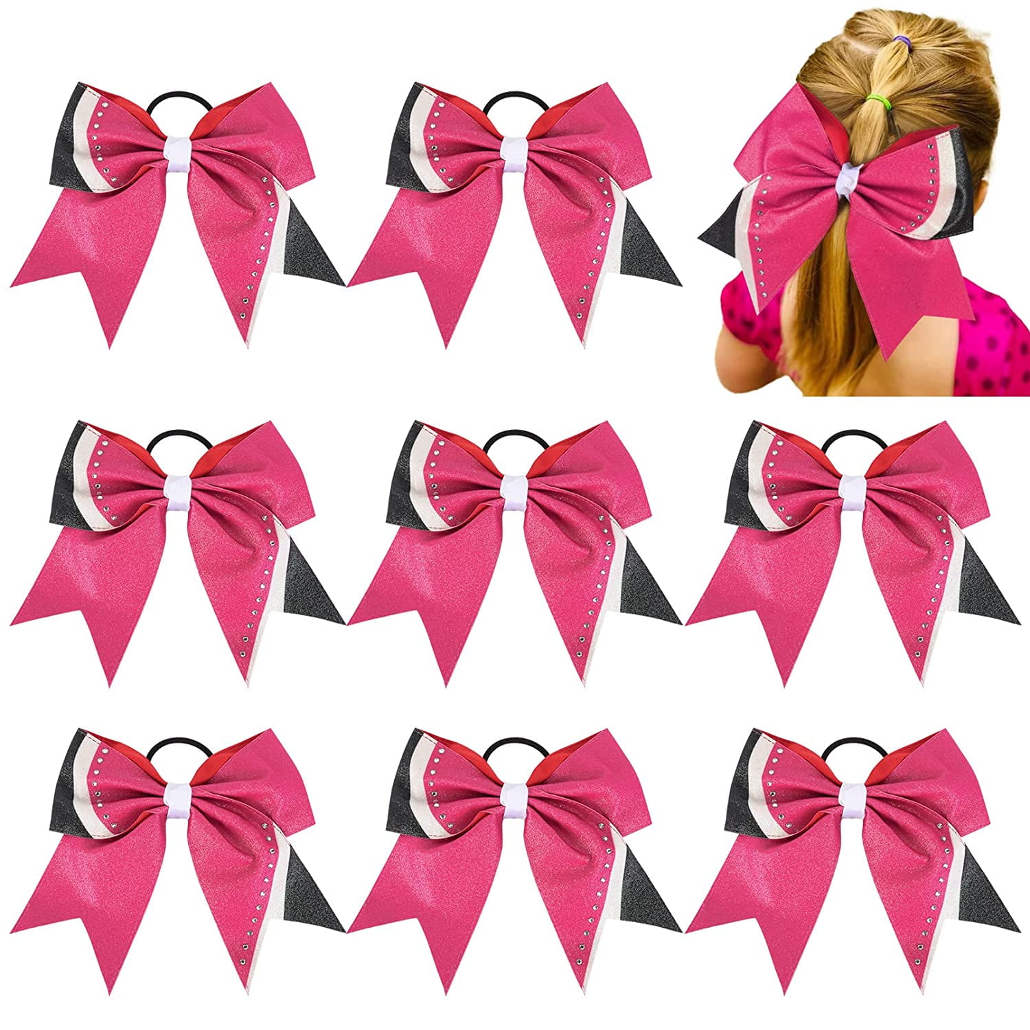 Pink And Black Cheer Bows