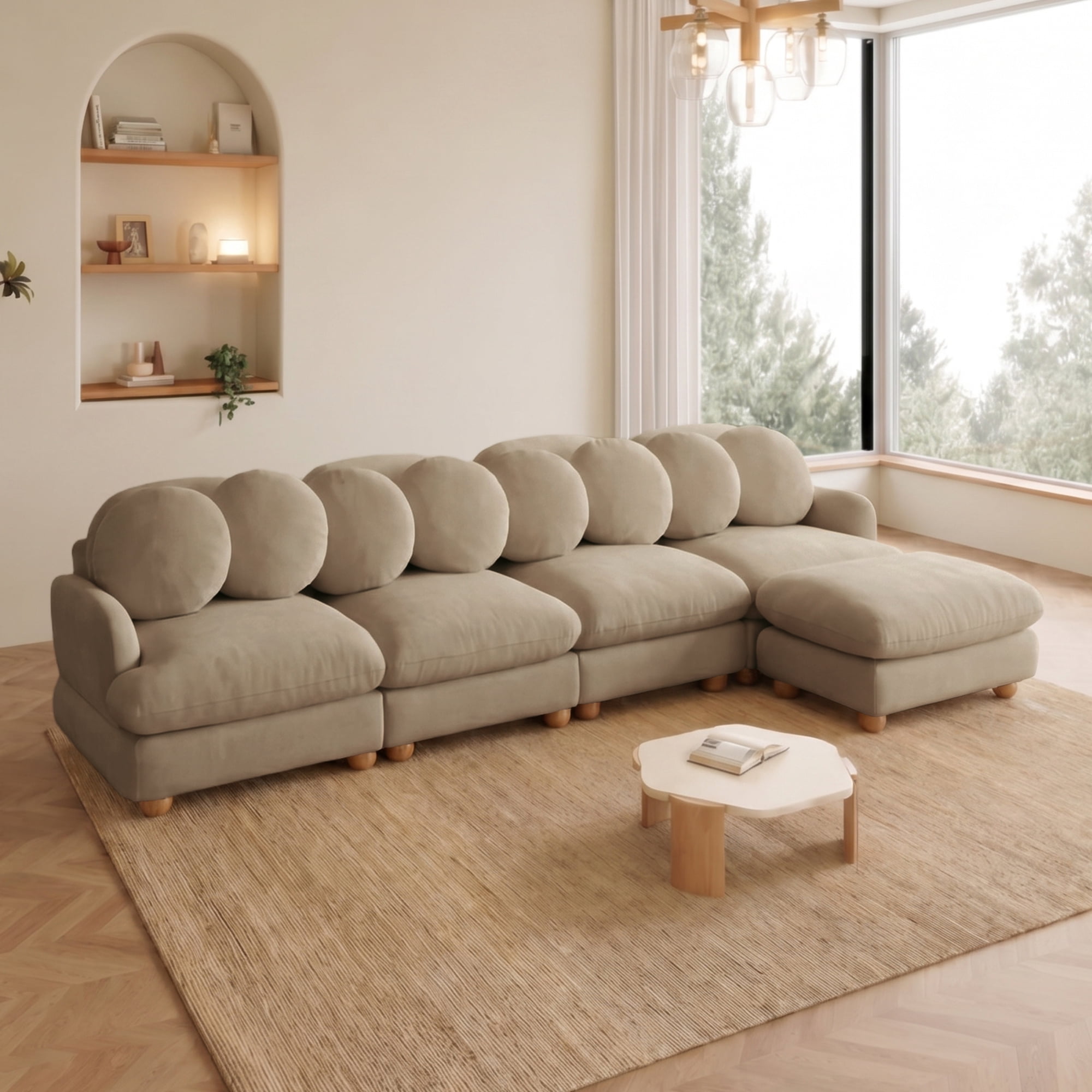 Large Chenille Modular Sectional Sofa, 5 Seater Deep Seat Couch with 11 ...