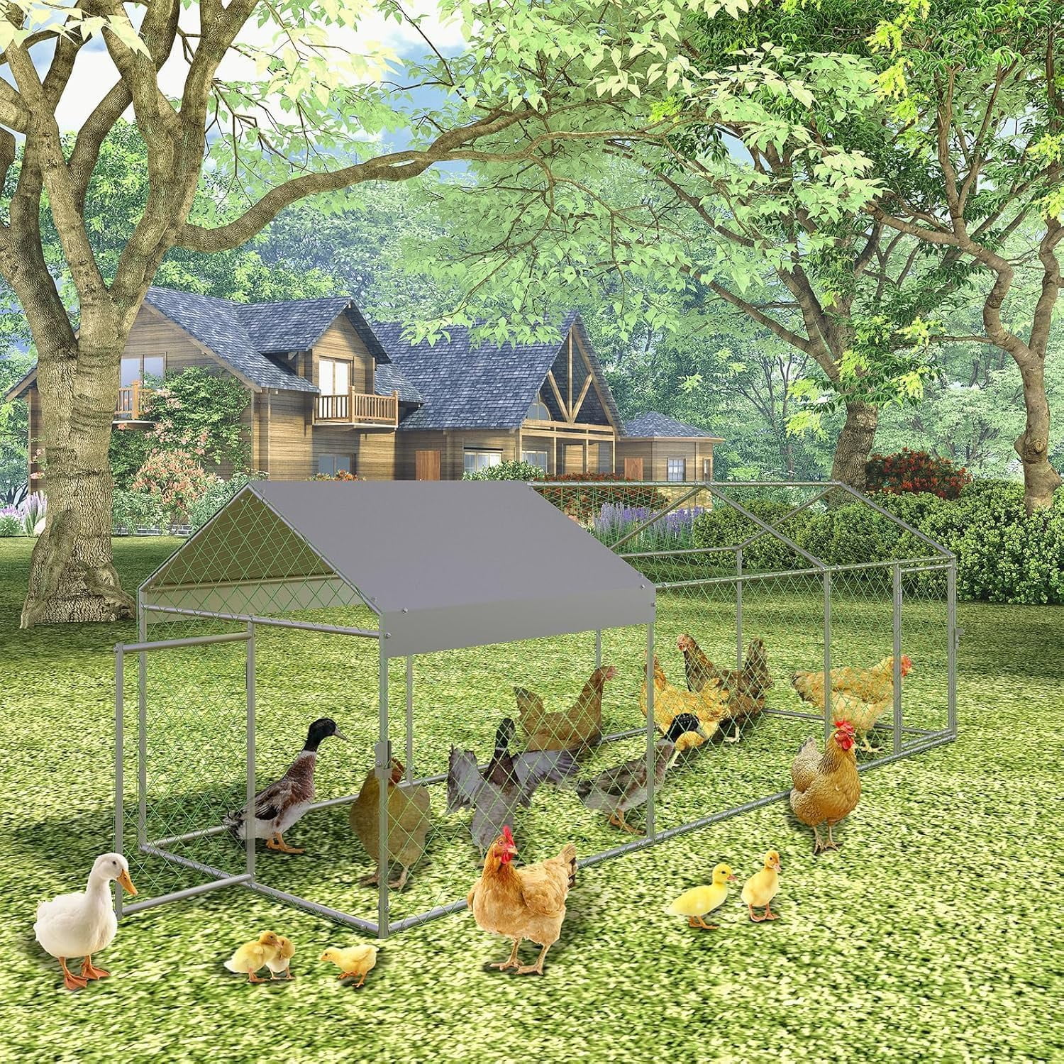 Large Chicken Coop,Chicken Coops 120"x40"x40",Chicken Runs for Yard ...