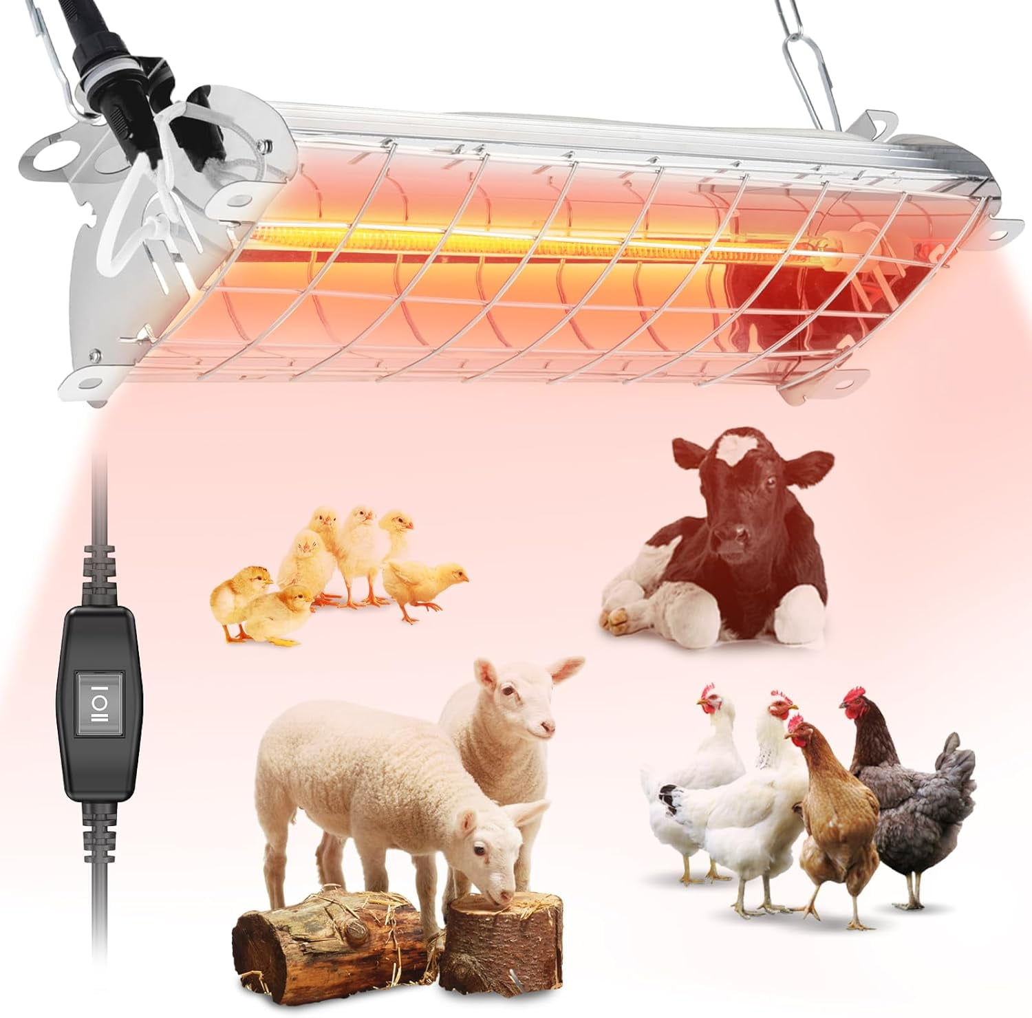 Large Chicken Coop Heater Lamp, 300W Carbon Fiber Brooder Heater Plates ...