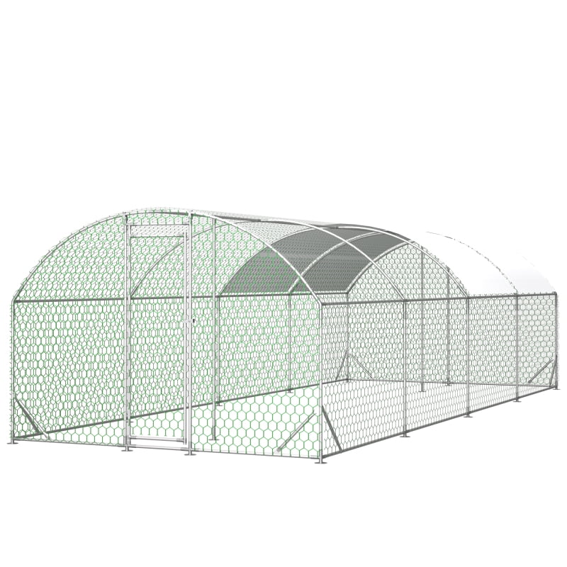 Large Chicken Coop Metal Chicken Run with Waterproof and Anti-UV Cover ...