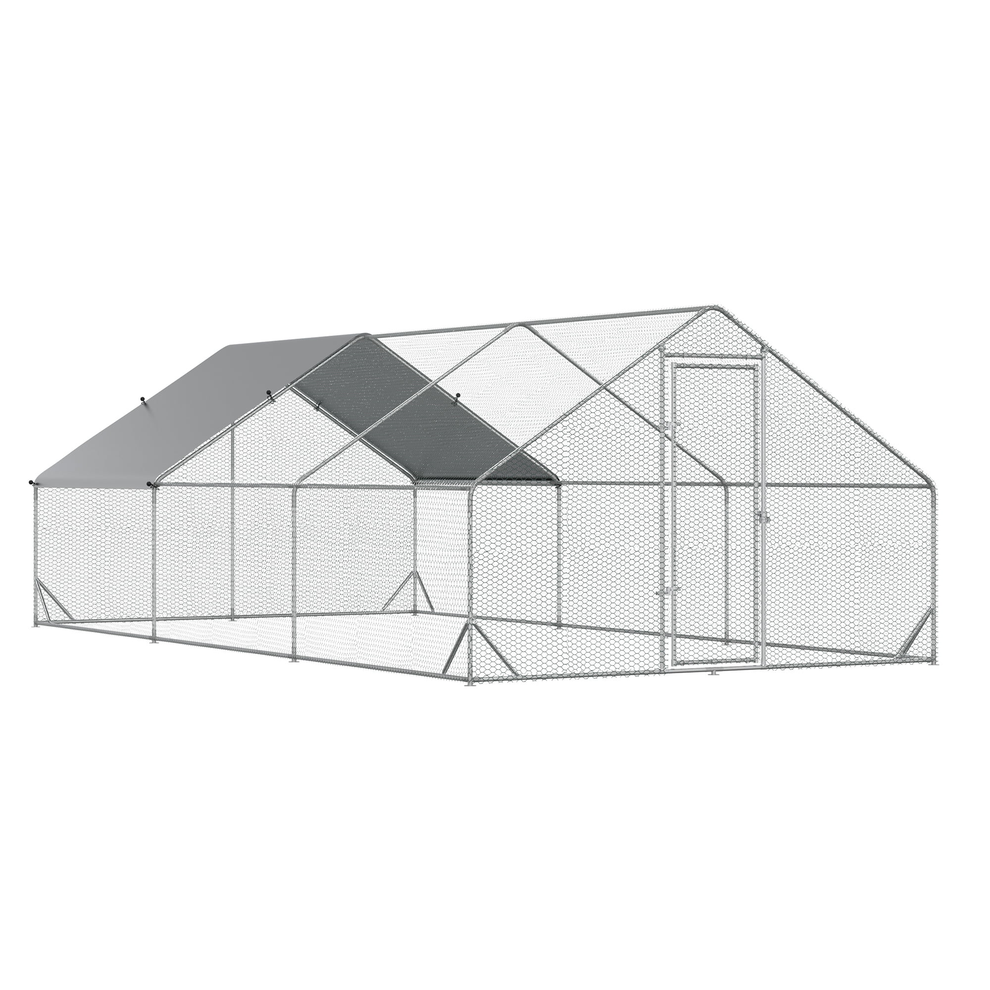 Large Chicken Coop Metal Chicken Run with Waterproof and Anti-UV Cover ...