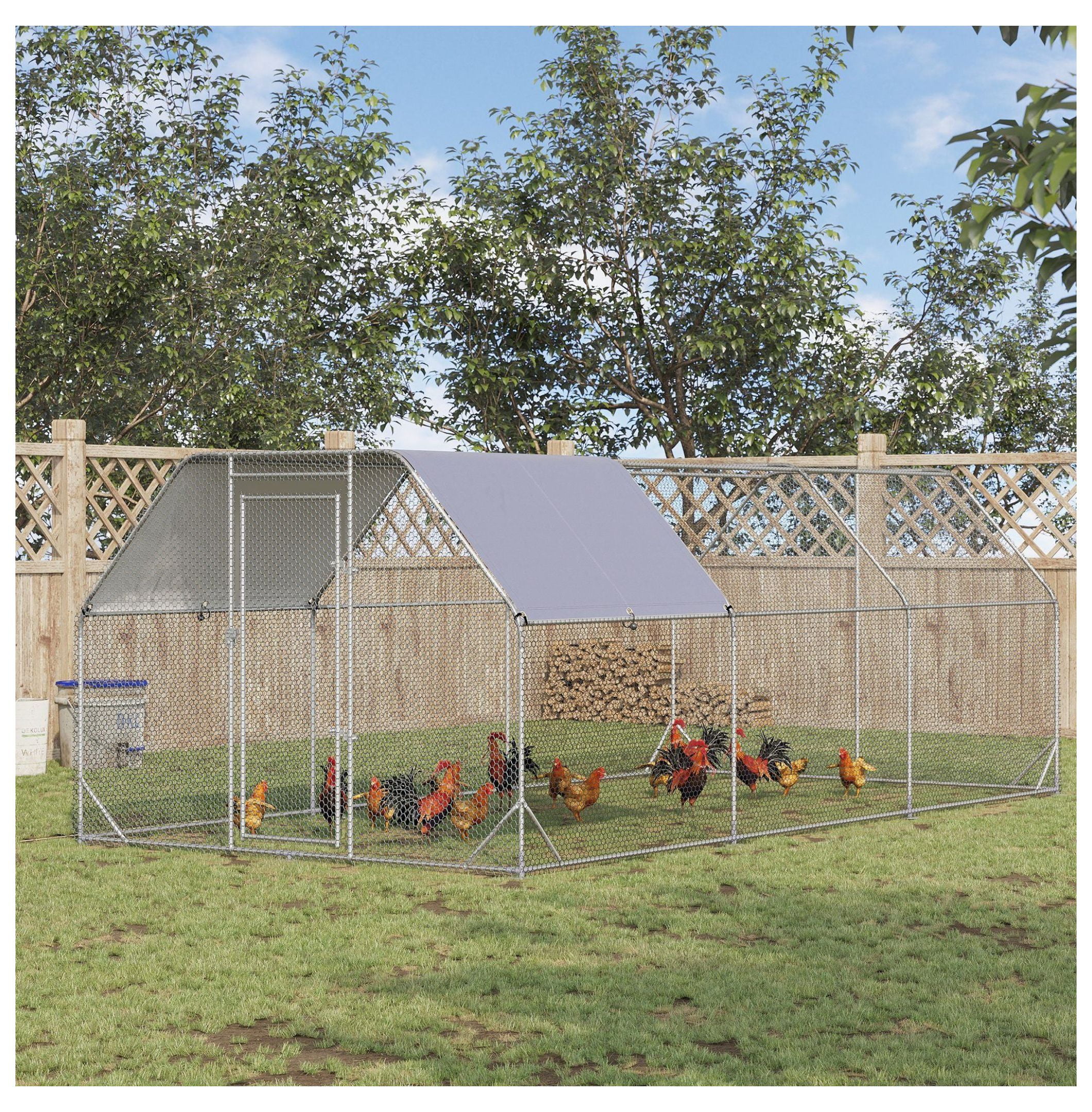 Large Chicken Coop for 15-18 Chickens, Walk-In Chicken Run Pen ...