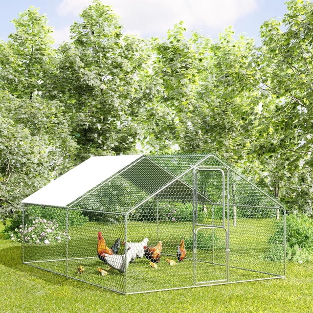 Large Chicken Coops, 13x10x6.5 FT Walk in Chicken Run House, Metal ...
