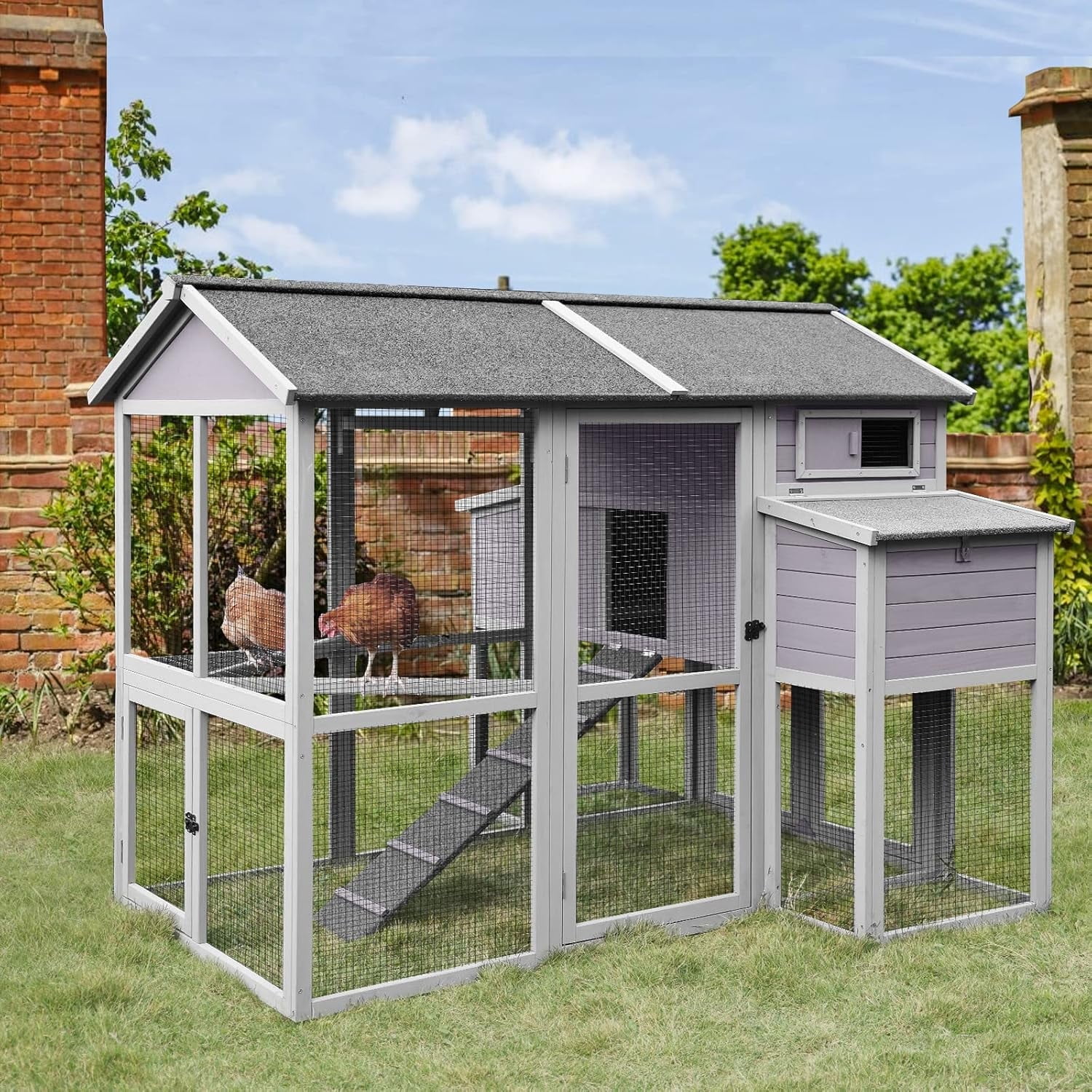 Large Chicken Coops for 6-10 Chickens, Hen House with 2 Nesting Boxes ...