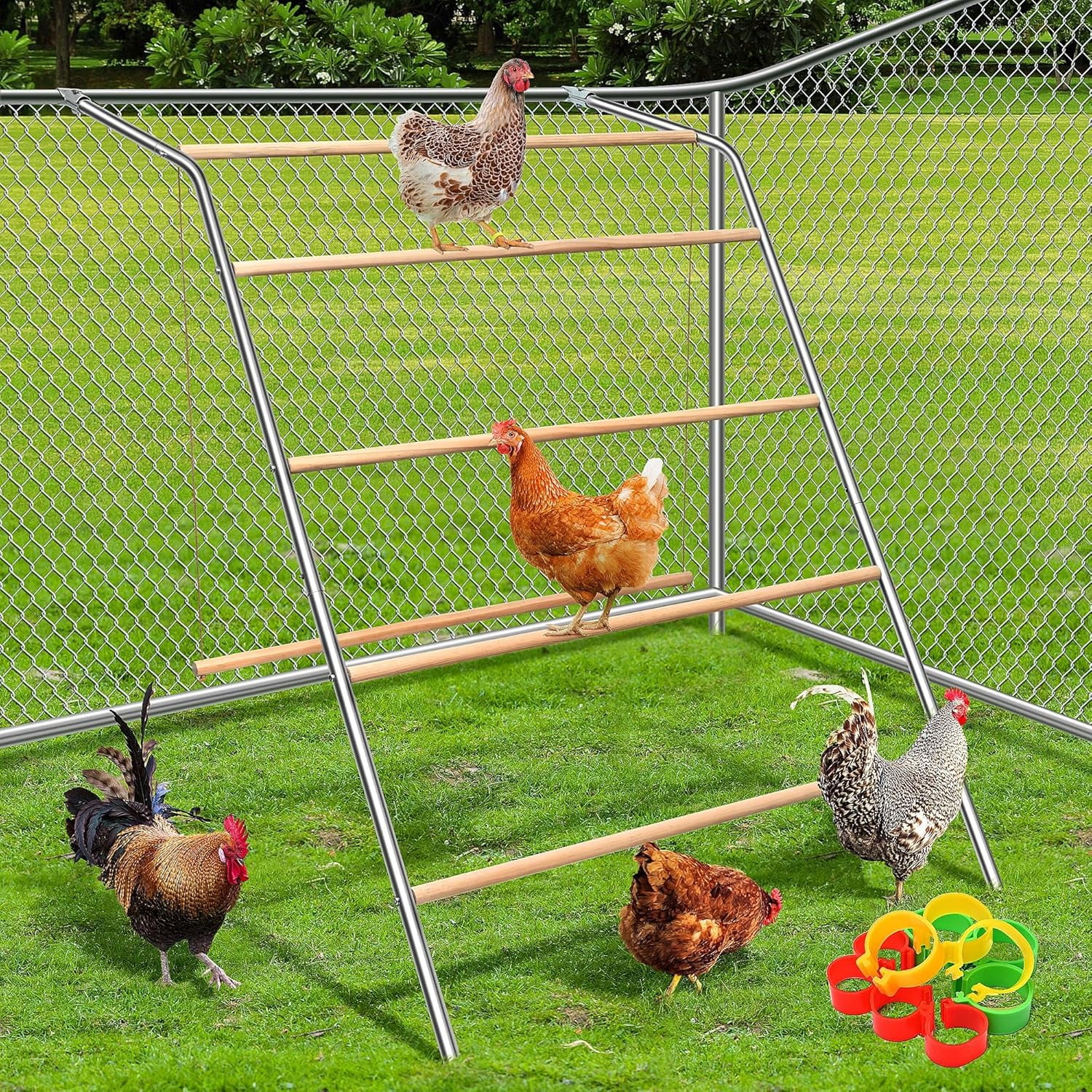 Large Chicken Perch for coop with Swing,Chick Toys,Chicken roosting ...