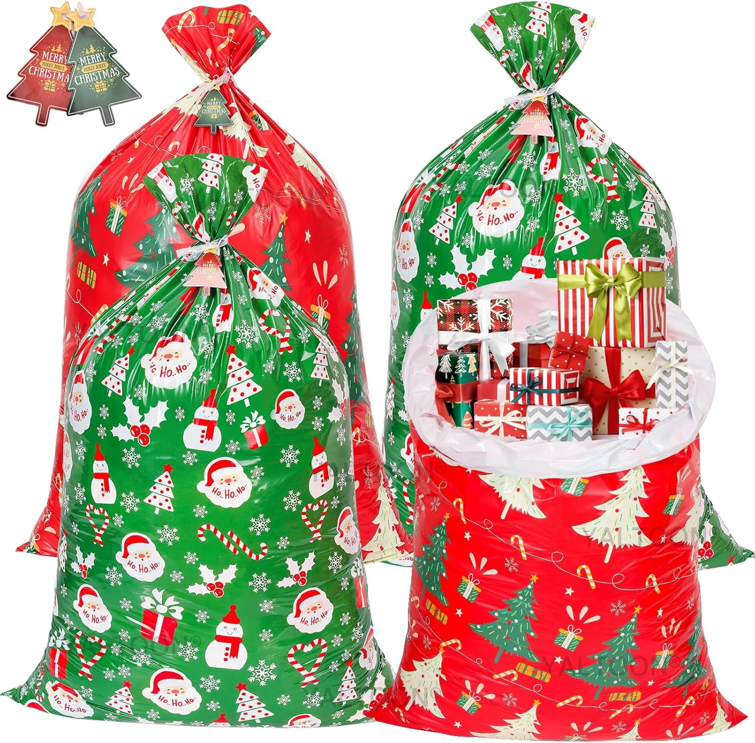 Large Christmas Bags, 4 count 56"X 36" Bag, XL Christmas Bags for ...