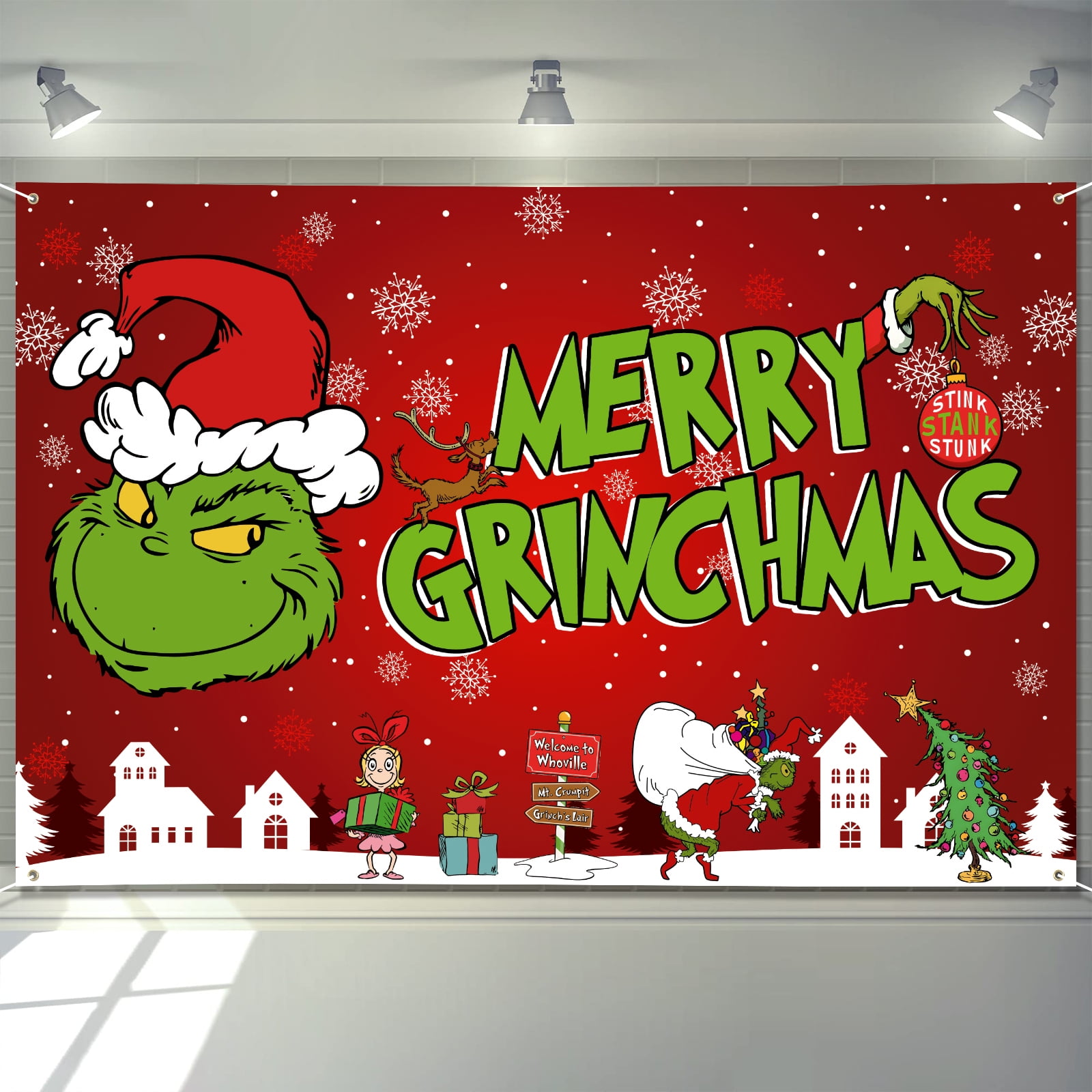 Large Christmas Banner 6x4 ft, Merry Grinchmas Grinch Backdrop ...